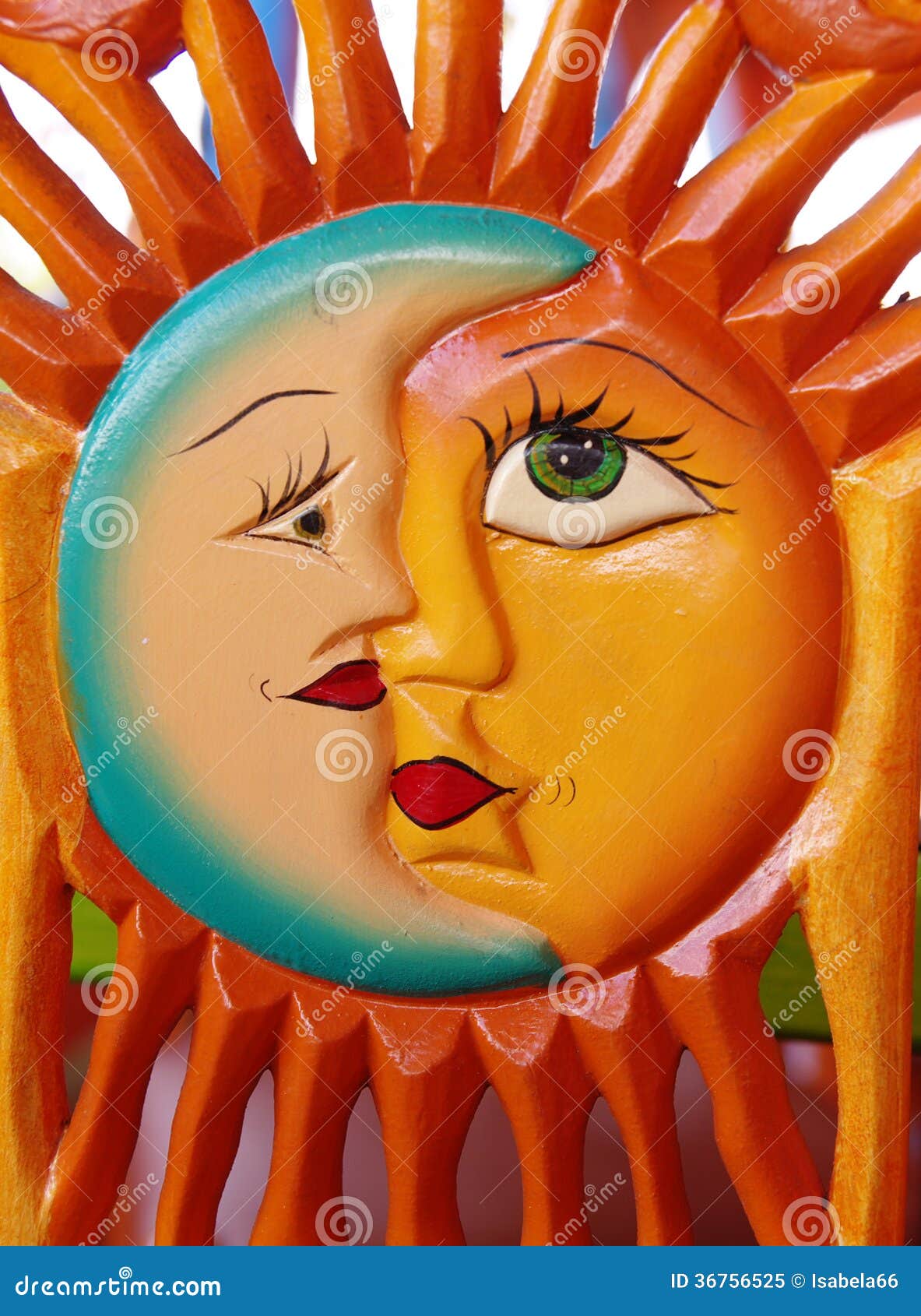 Mexican Carving of the Sun and the Moon Stock Image - Image of ...