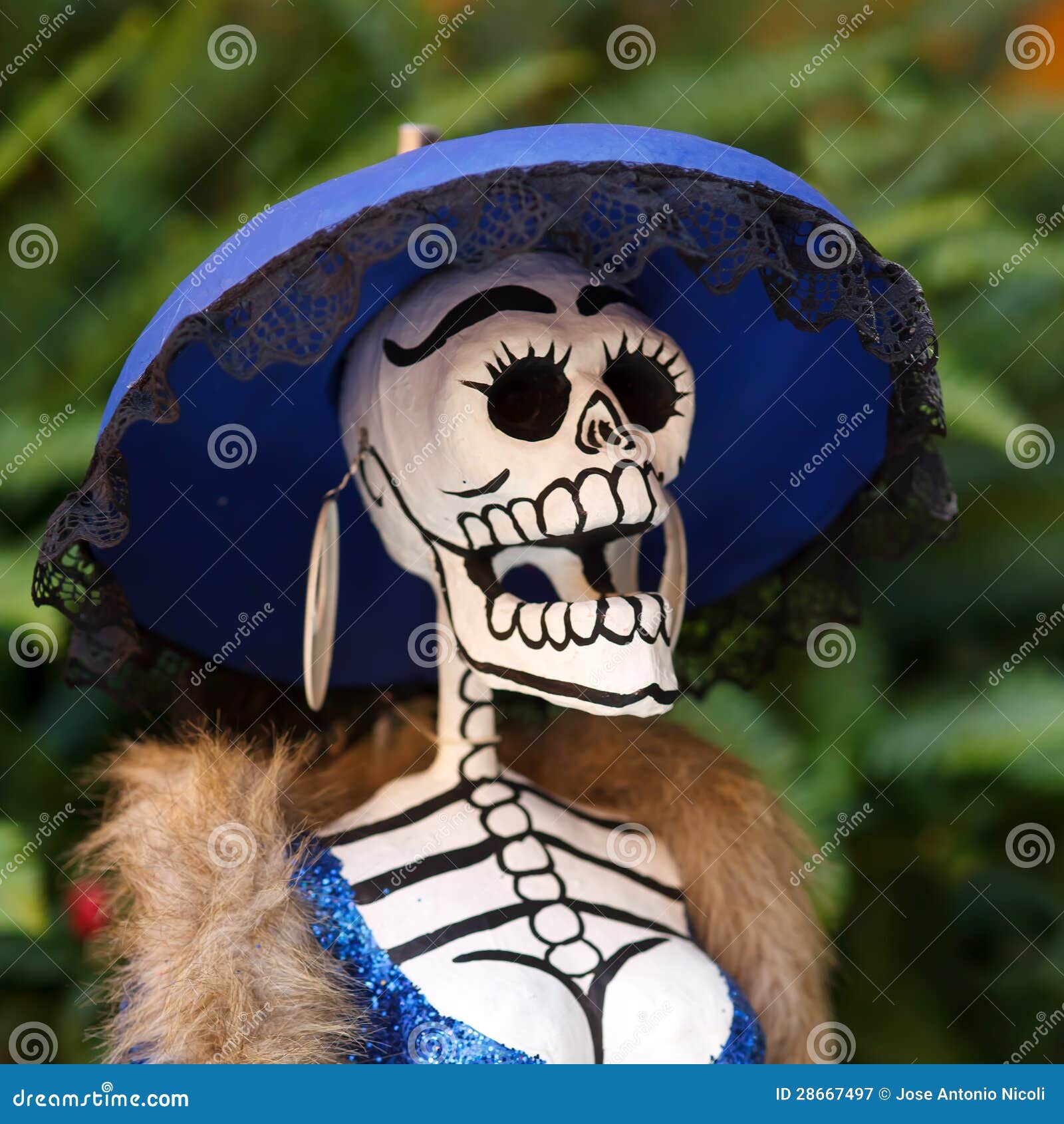 Day Of The Death. Traditional Mexican Catrina At The Window Of The Old ...