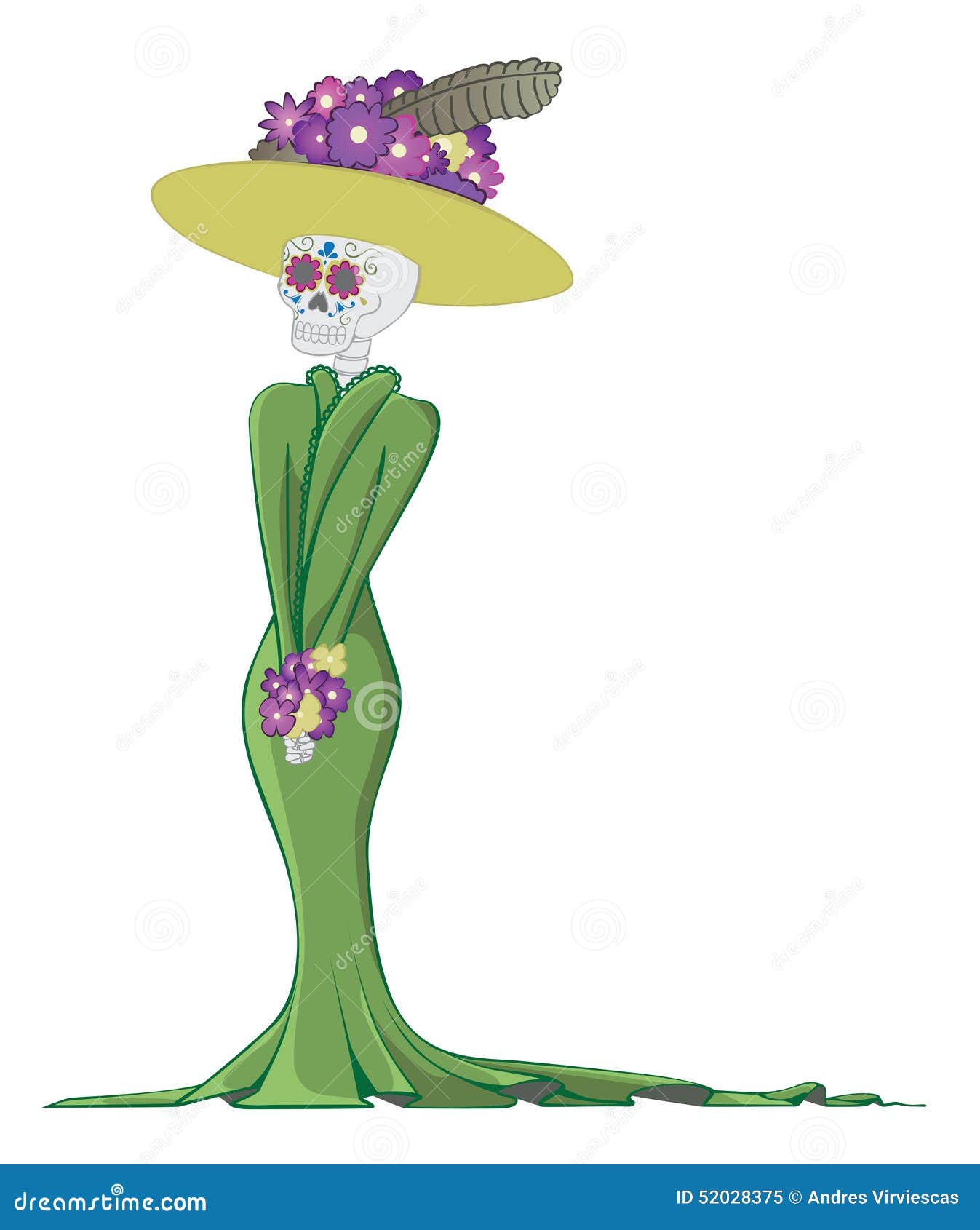 Mexican Catrina Cartoon Vector | CartoonDealer.com #52028375