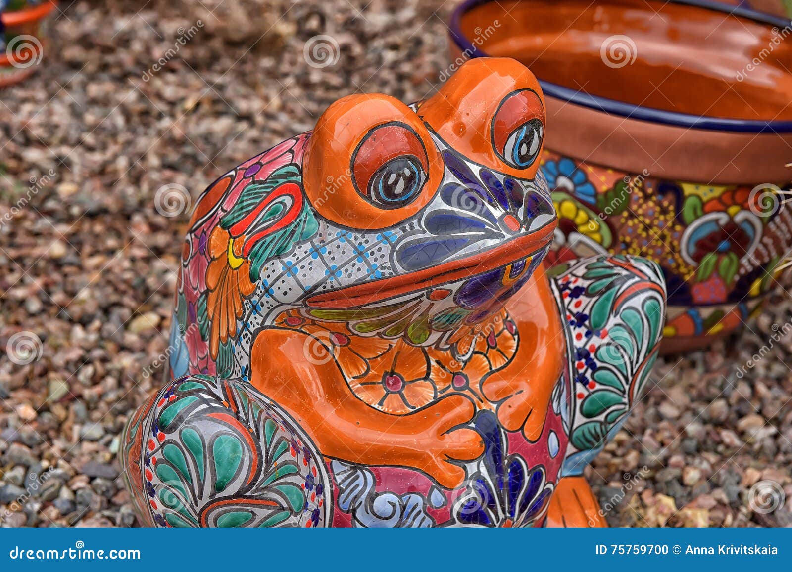 Mexican ceramic frog stock photo. Image of green, closeup - 75759700