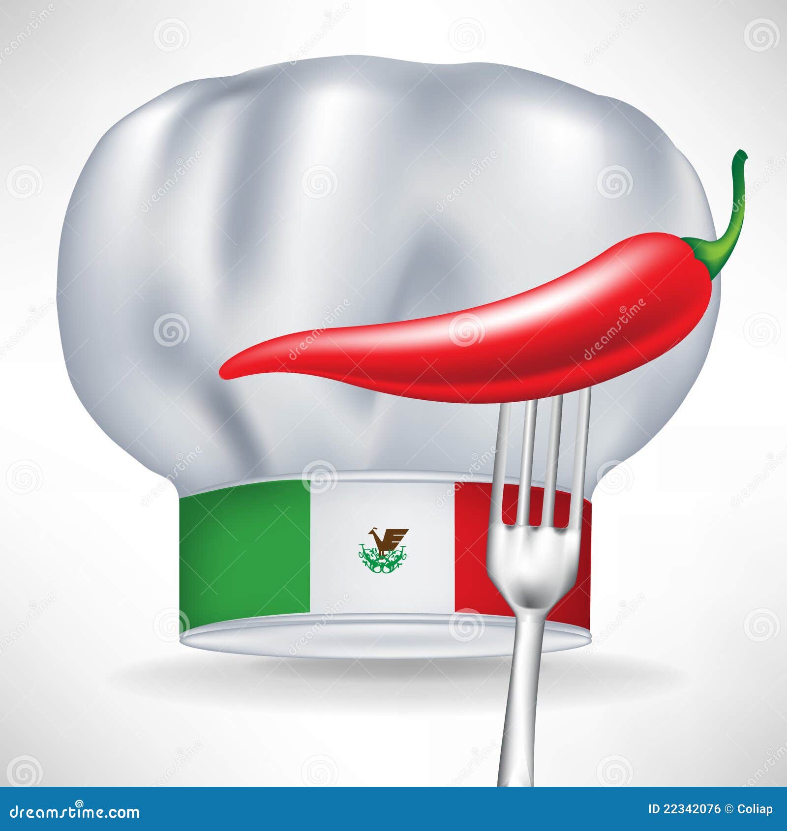 Mexican Chef Hat With Hot Pepper In Fork Stock Vector - Illustration of ...