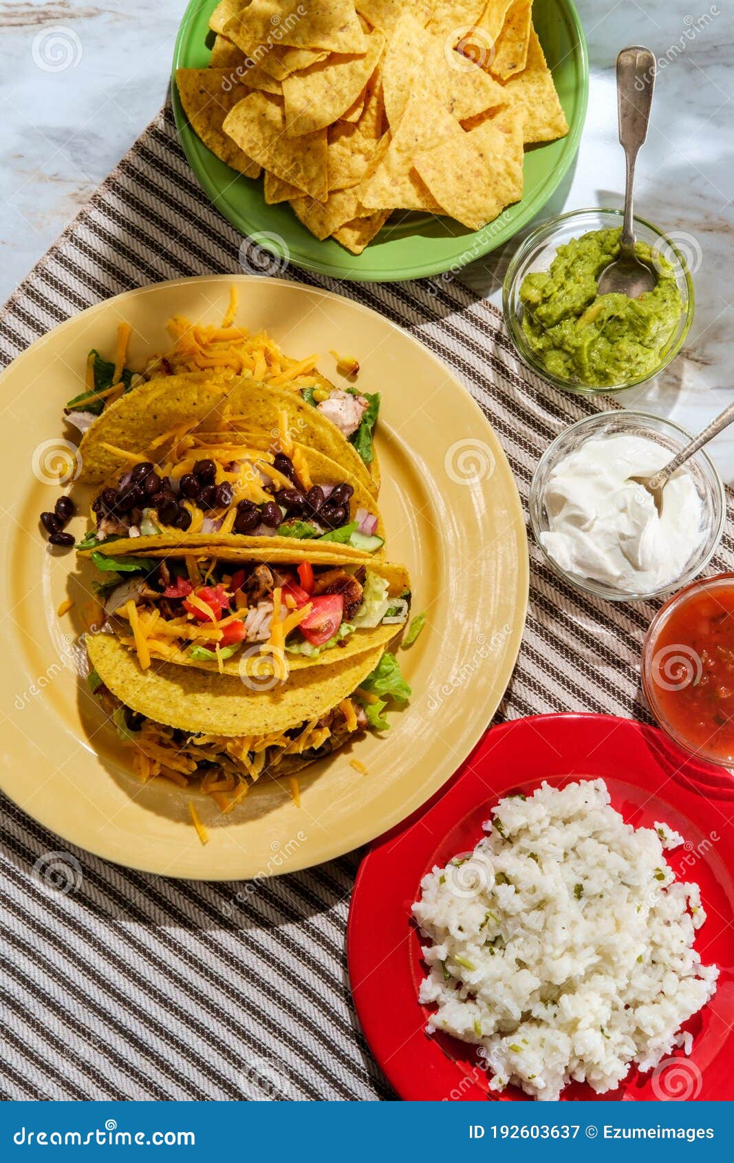Mexican Chicken Tacos Toppings Stock Image - Image of diced, fried ...