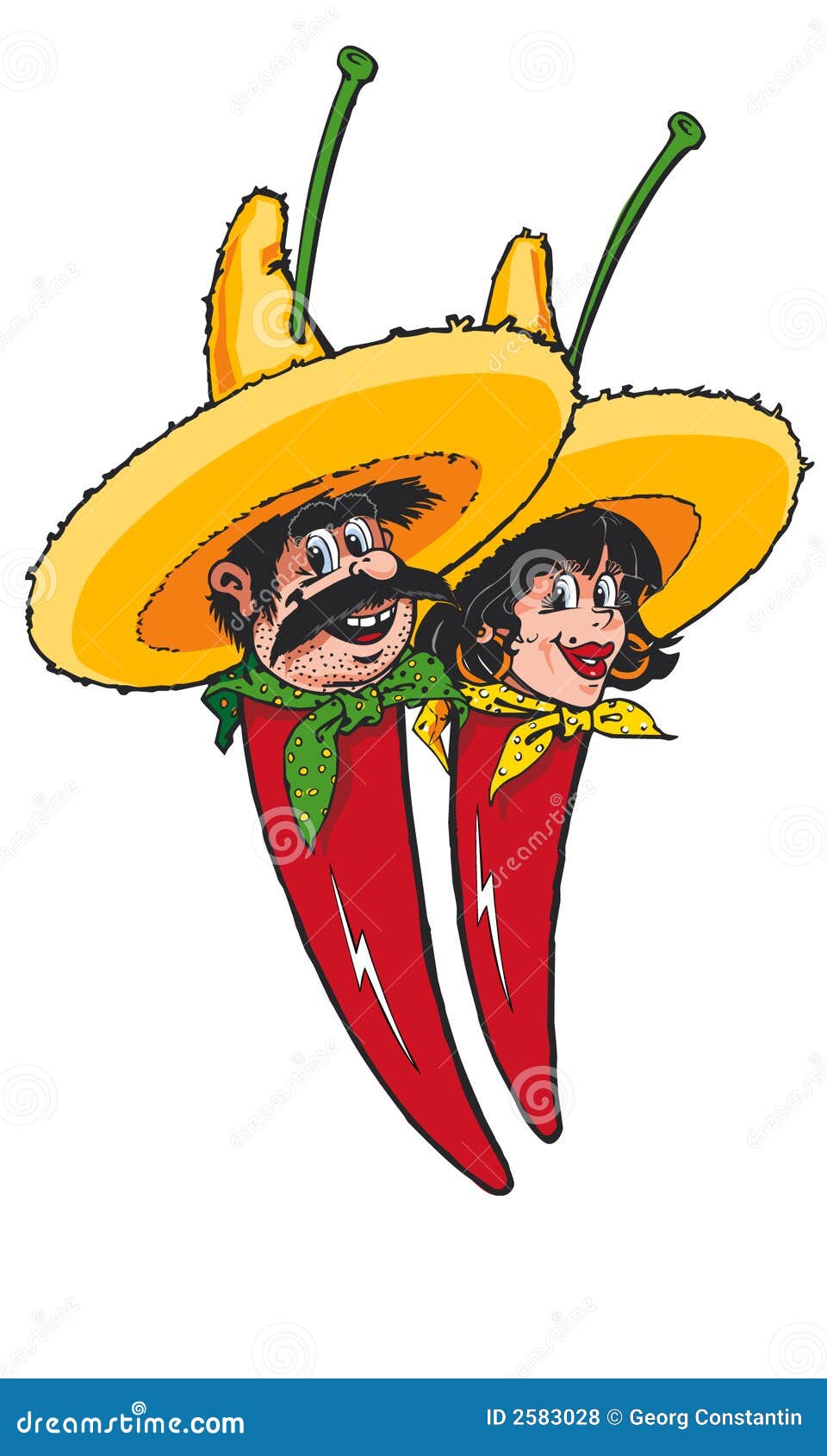 Mexican Chilli Pepper Couple Stock Vector - Illustration of fiesta ...