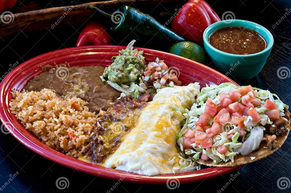 MExican Combination Dinner stock image. Image of table - 8038699