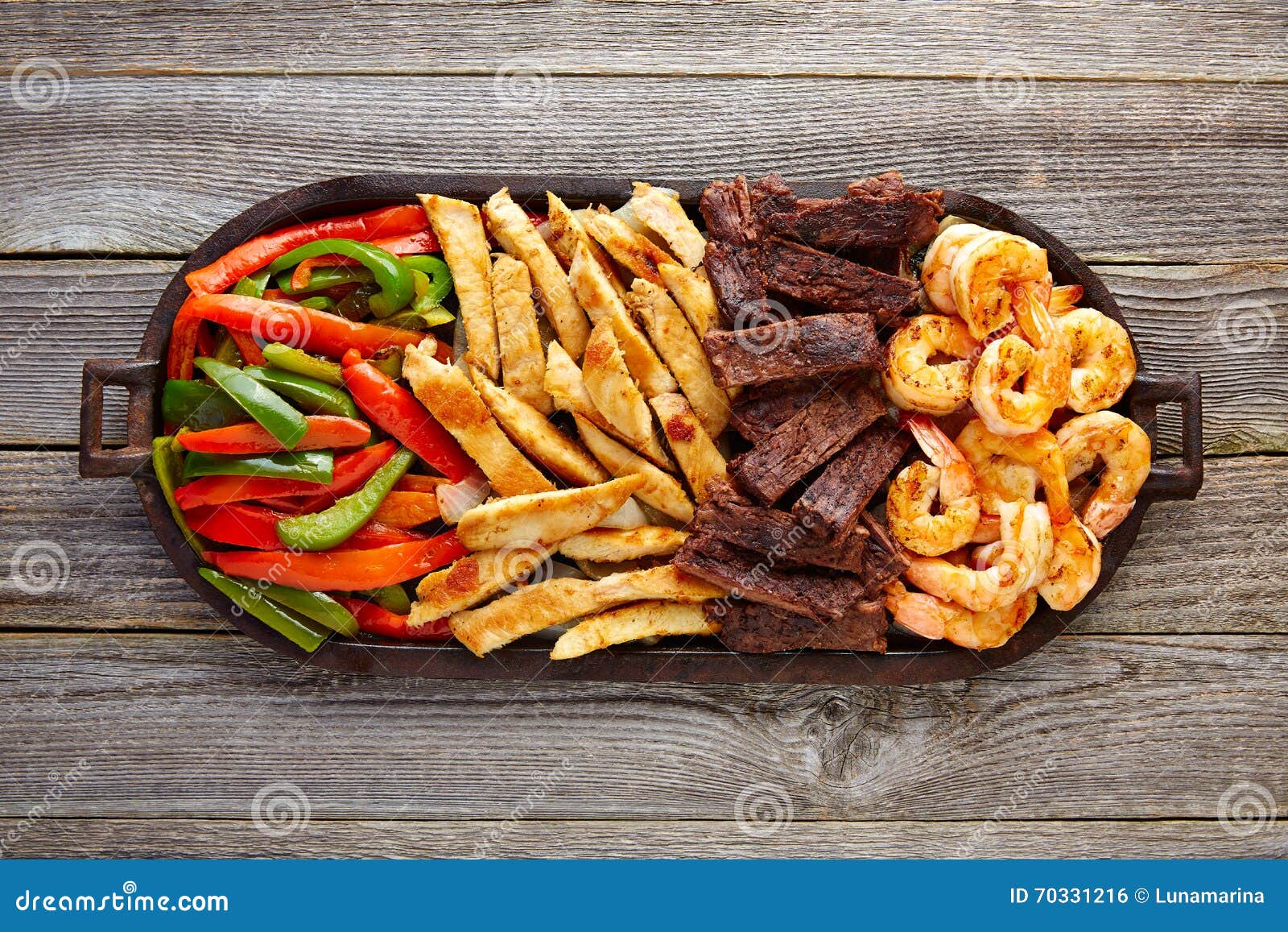 Mexican Combo Beef Chicken Fajitas Shrimp Stock Photo - Image of mexico ...