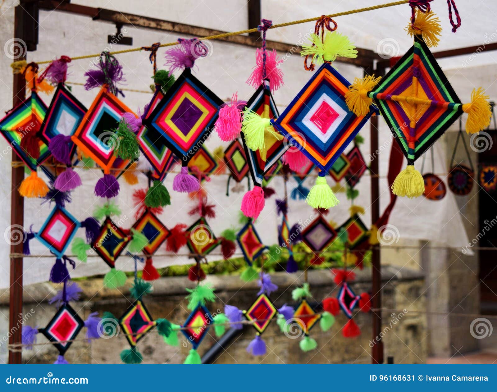 Mexican crafts stock image. Image of feathers, blue, yellow - 96168631