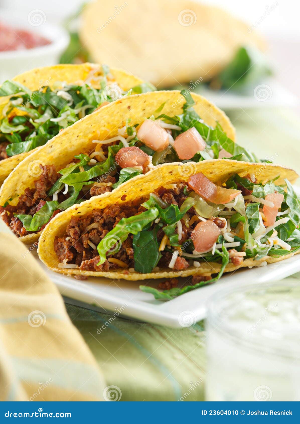 Mexican Cuisine - Three Beef Tacos Stock Photo - Image of focus, latin ...