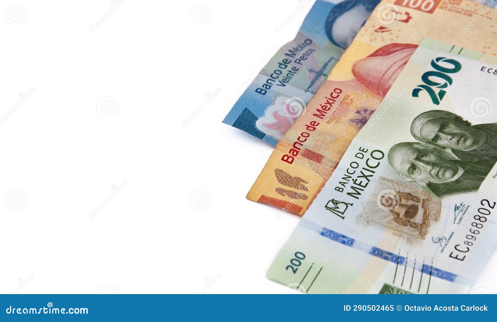 Mexican Currency, 3 Bills Isolated Stock Image - Image of juarez ...