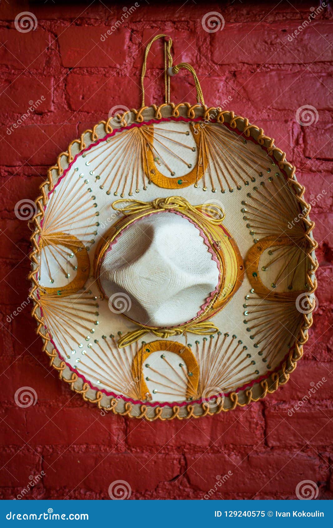 Mexican Decorative Hat Sombrero on the Wall Stock Image - Image of ...