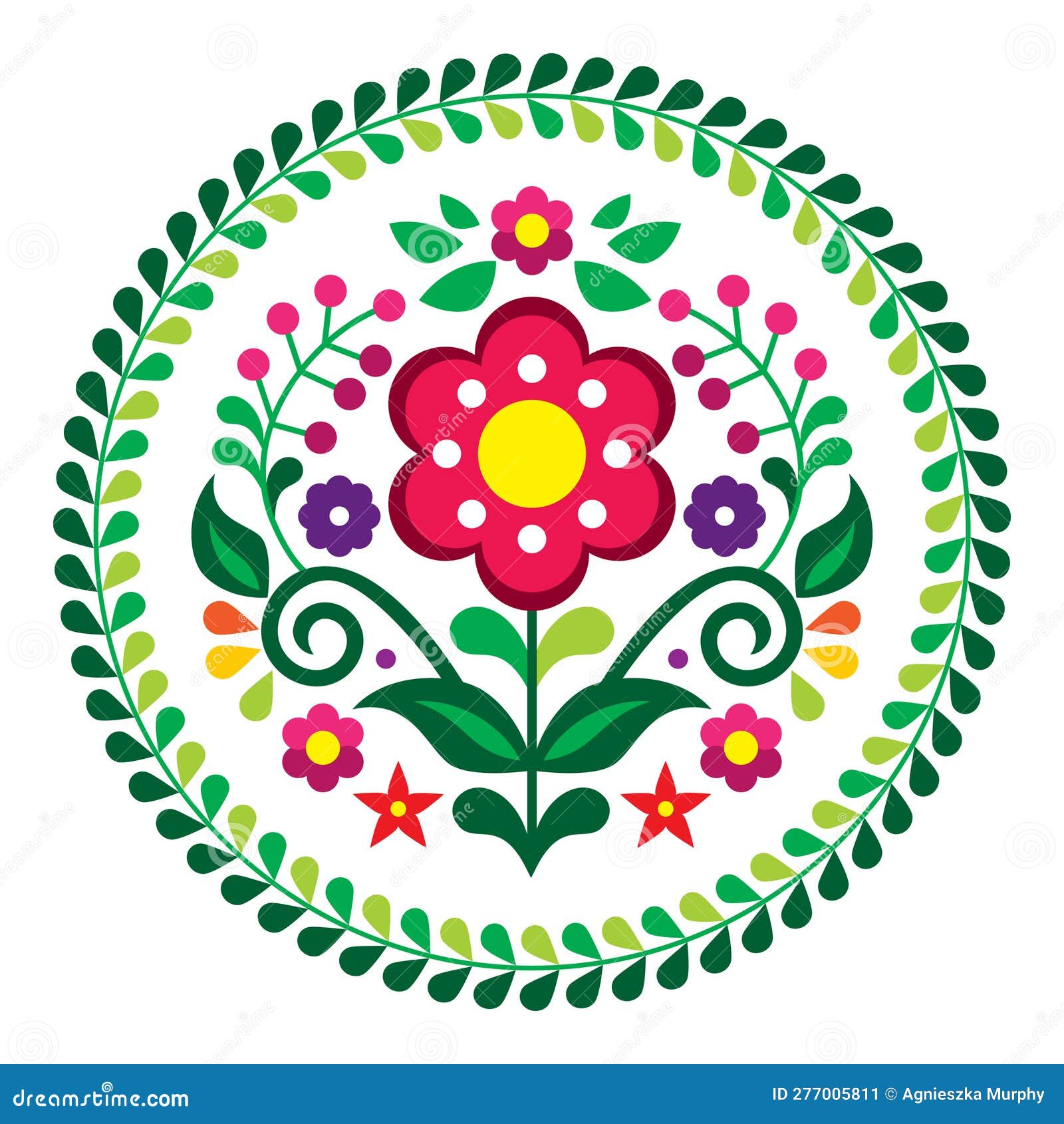 Mexican Folk Art Style Vector Mandala Floral Pattern in Frame, Colorful ...