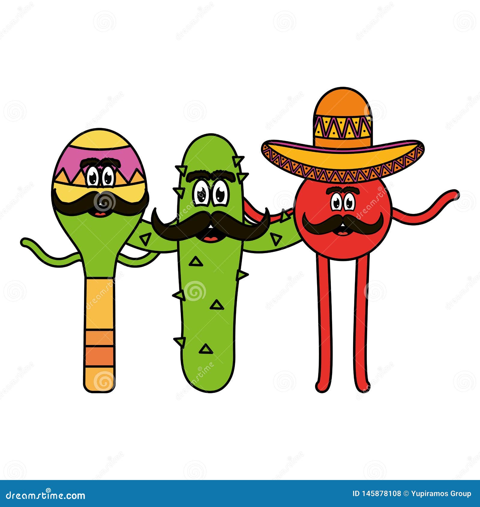 Mexican Emoji with Hat and Cactus Character Stock Vector - Illustration ...