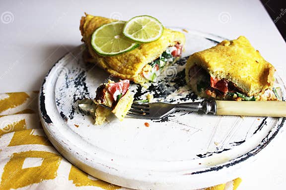 Mexican filled omelette stock image. Image of delicious - 74011113
