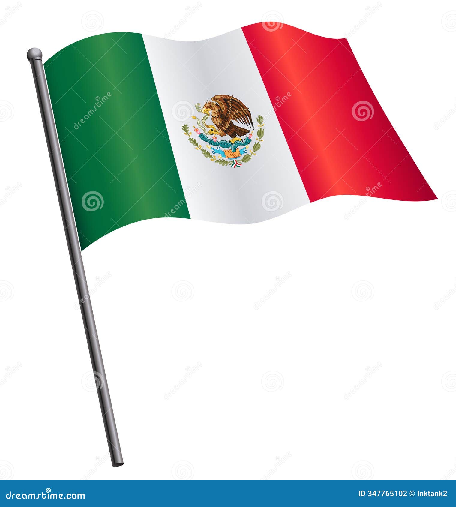 Mexican Flag Flying on Flagpole Stock Vector - Illustration of correct ...