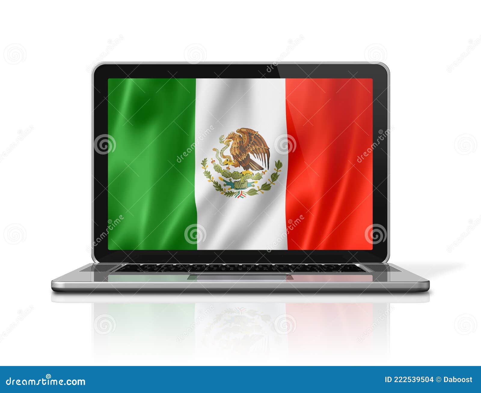 Mexican Flag on Laptop Screen Isolated on White. 3D Illustration Stock ...