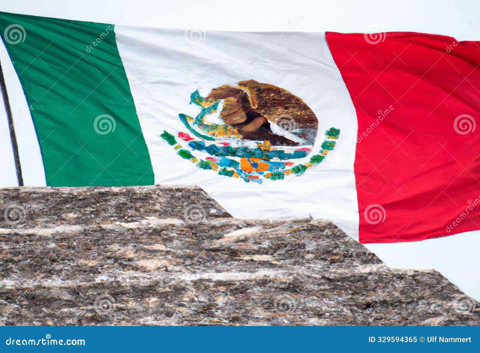 Mexican Flag On A Maya Pyramid Stock Image | CartoonDealer.com #329594365
