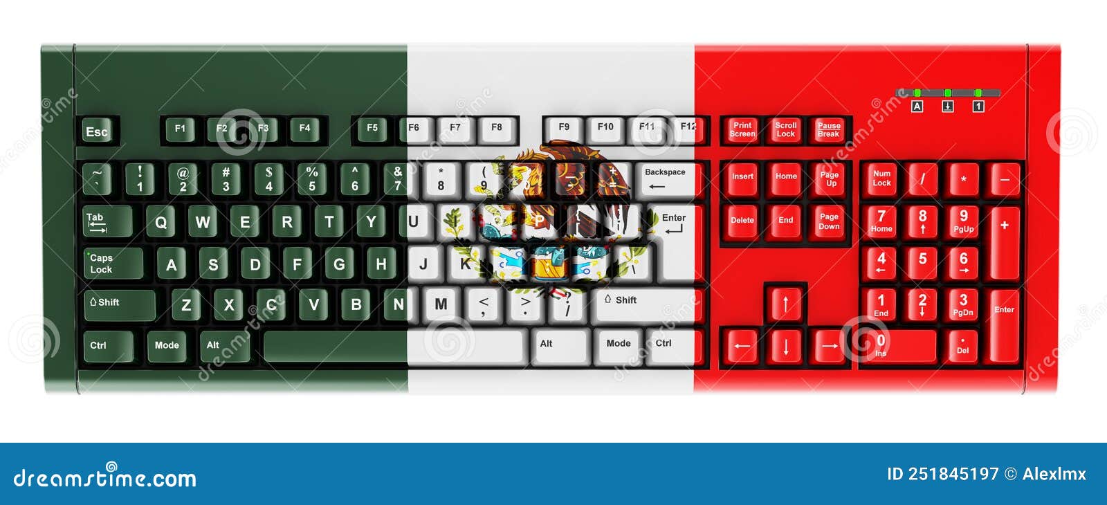 Mexican Flag Painted on Computer Keyboard. 3D Rendering Stock ...
