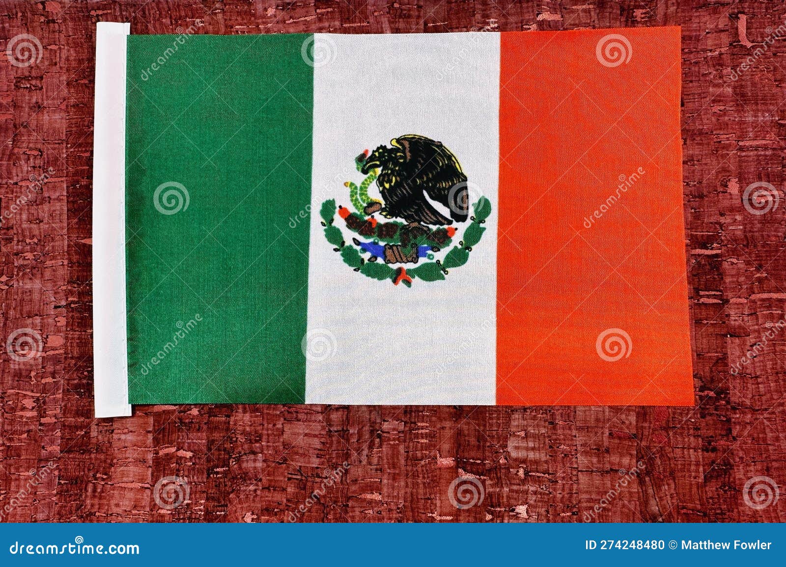 Mexican Flag on Red Cork Leather Background Stock Photo - Image of ...