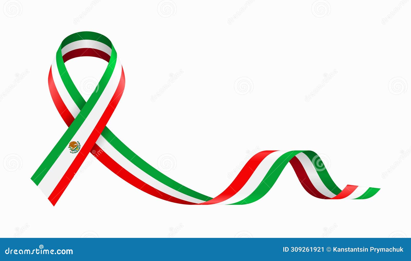 Mexican Flag Stripe Ribbon Wavy Background Layout. Vector Illustration ...