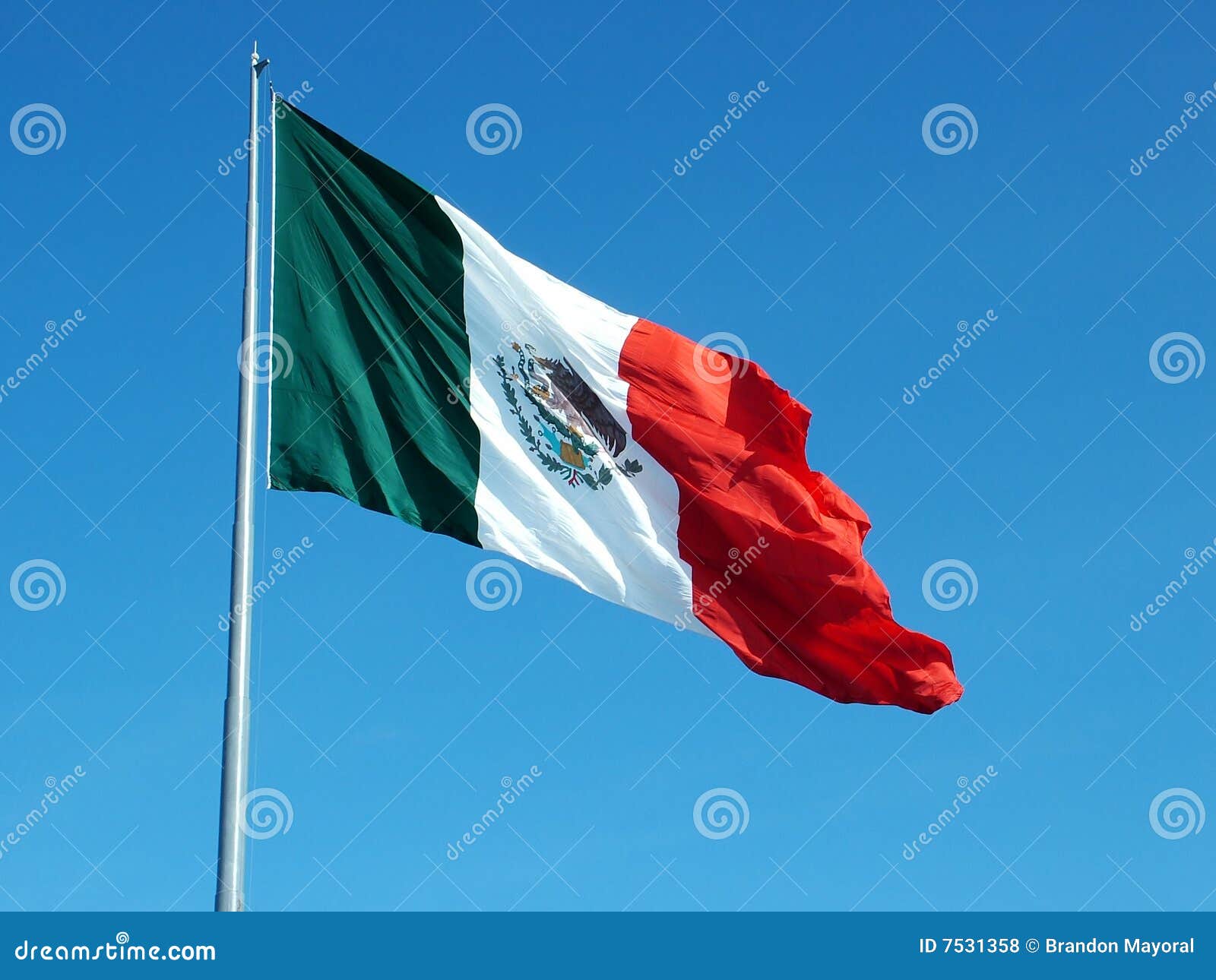 Mexican Flag Waving in Wind Stock Photo - Image of heritage, flag: 7531358