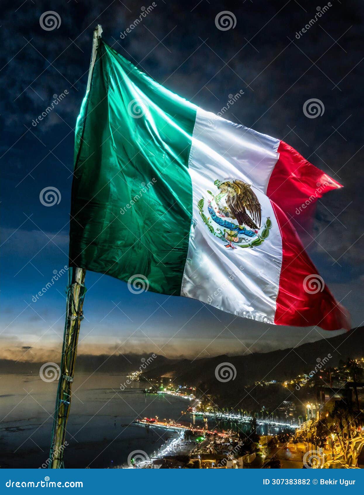 Mexican Flag Waving in the Wind Isolated Mexico Stock Illustration ...