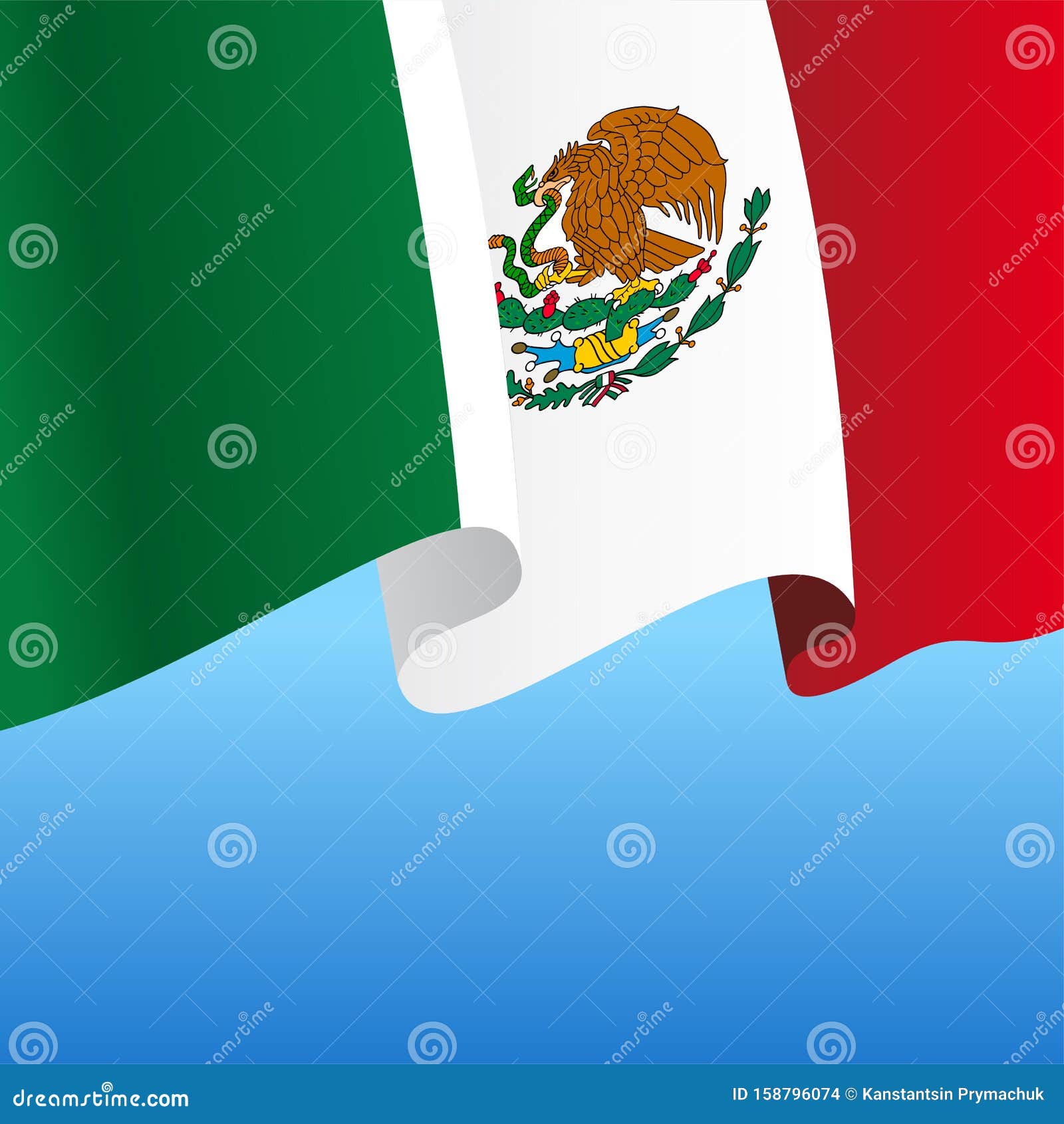 Mexican Flag Wavy Abstract Background. Vector Illustration. Stock ...