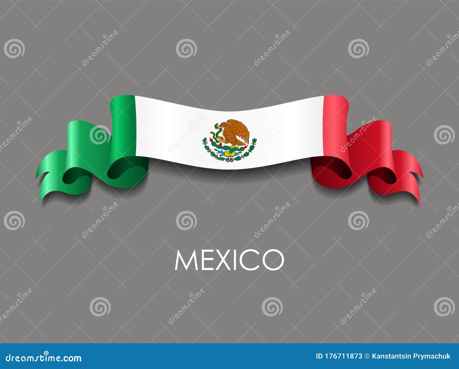 Mexican Flag Wavy Ribbon Background. Vector Illustration. Stock Vector ...