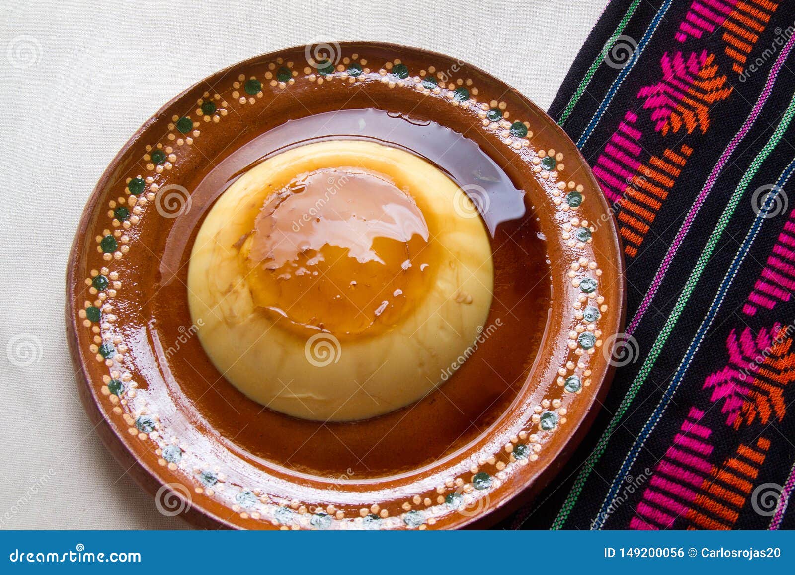 Mexican flan with caramel stock photo. Image of pudding - 149200056
