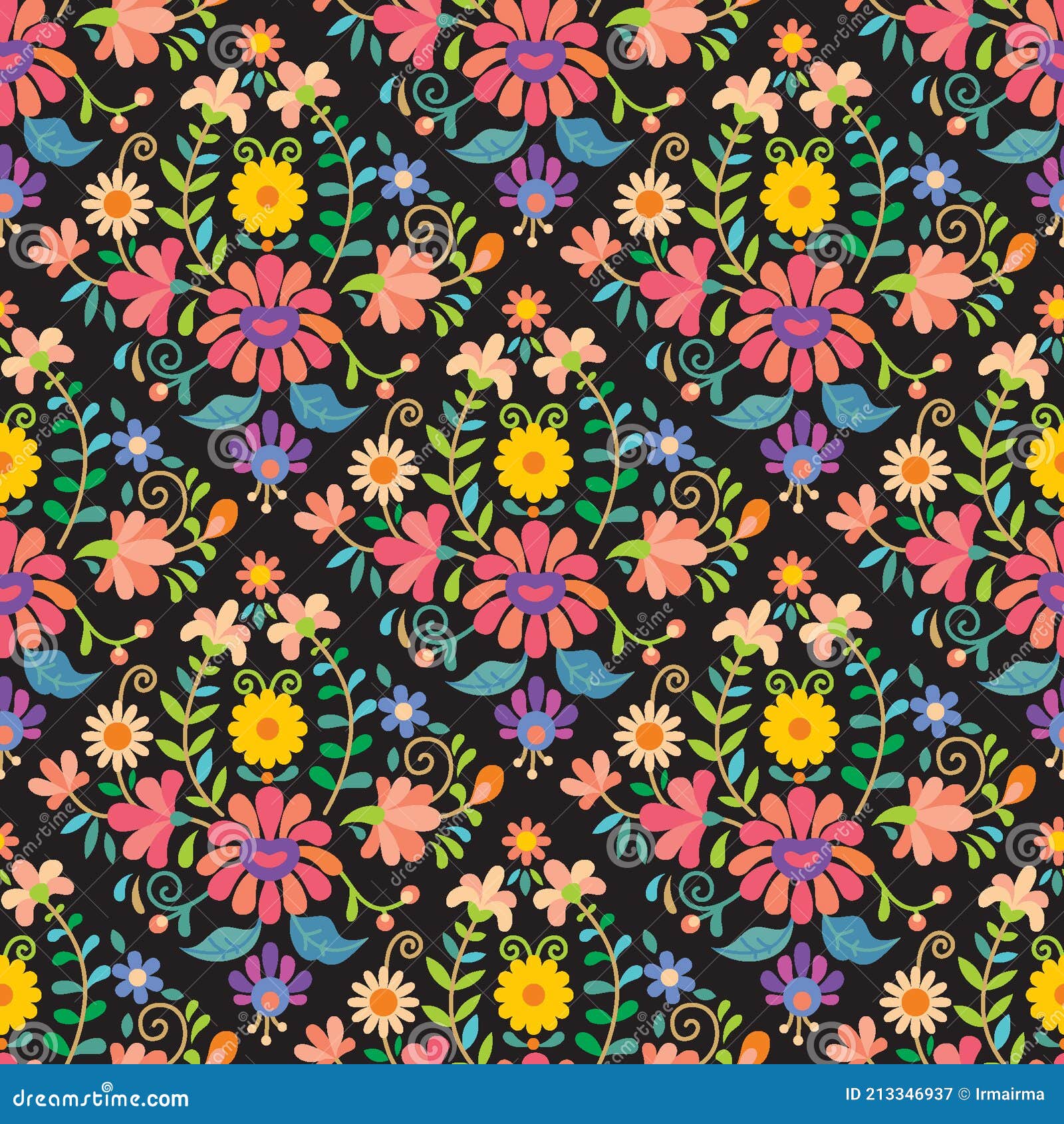 Mexican floral pattern stock vector. Illustration of mexico - 213346937