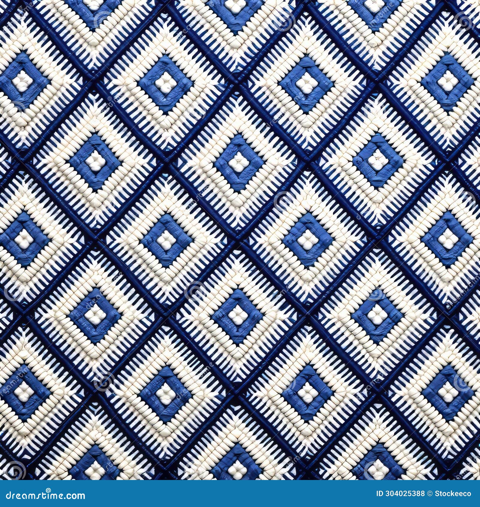 Mexican Folklore-inspired Blue and White Diamond Quilt Pattern Stock ...
