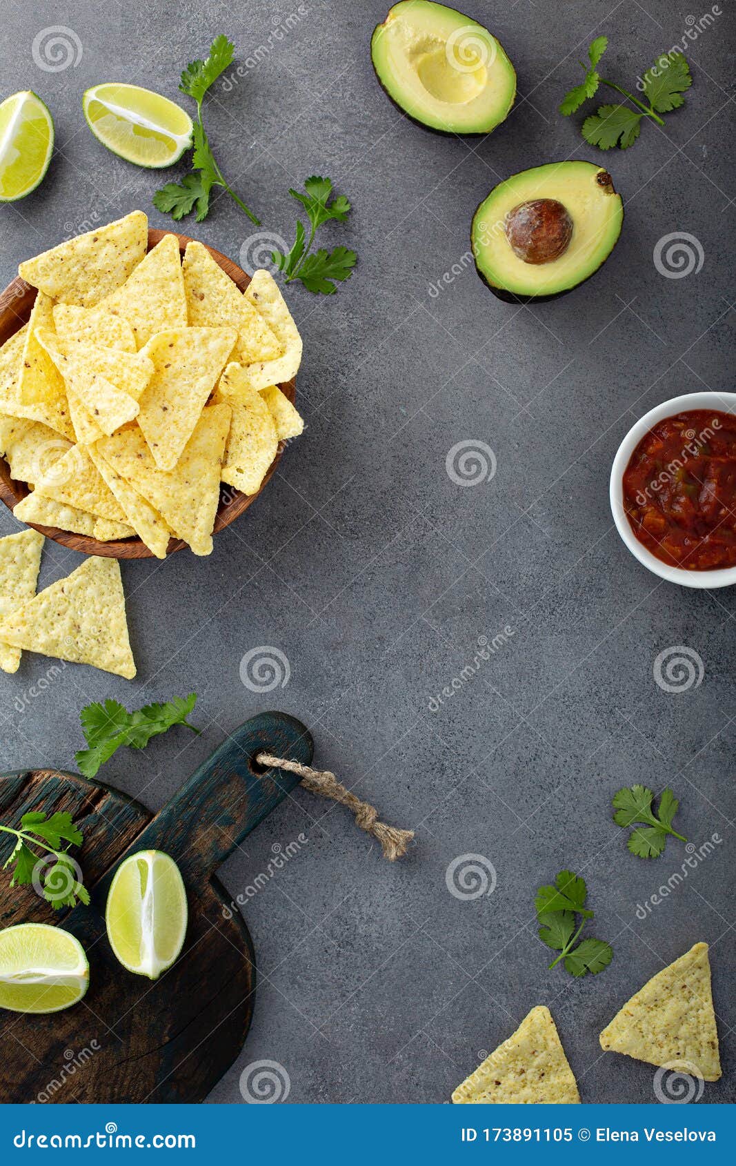 Mexican Food Background with Salsa and Chips Stock Image - Image of ...