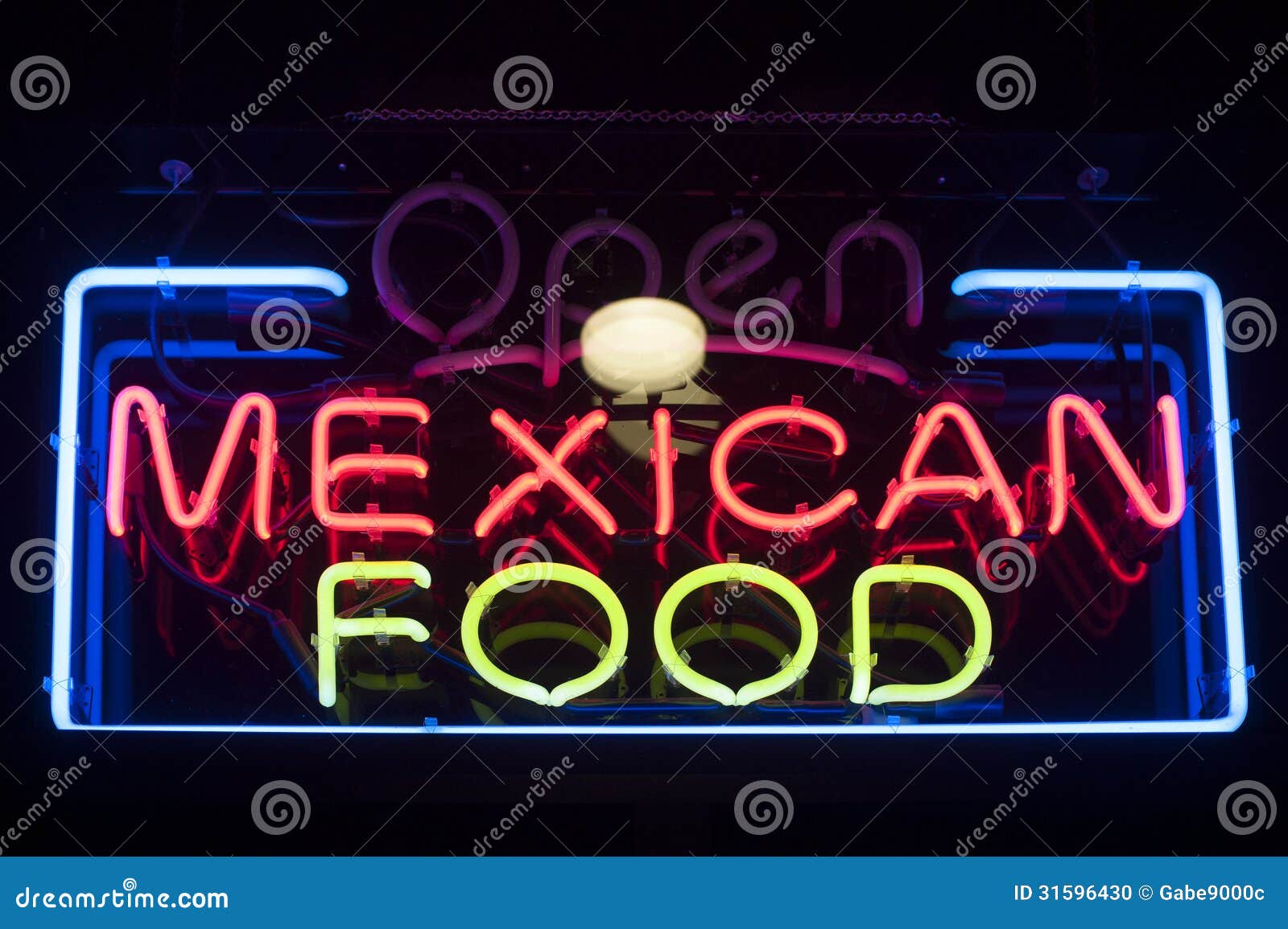 Mexican food neon sign stock photo. Image of neon, mexican - 31596430