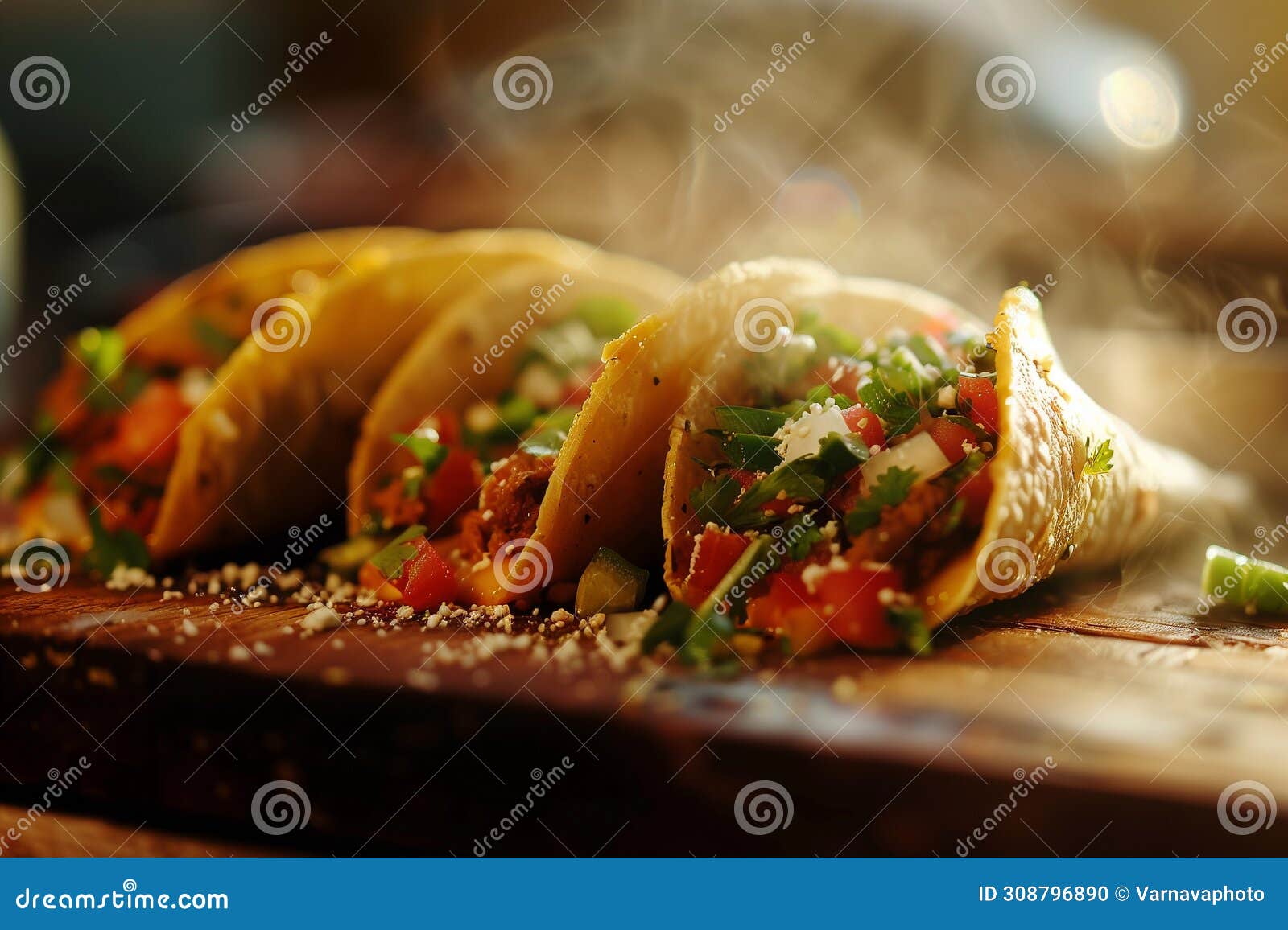 Mexican Food Tacos Side View Stock Photo - Image of green, onion: 308796890