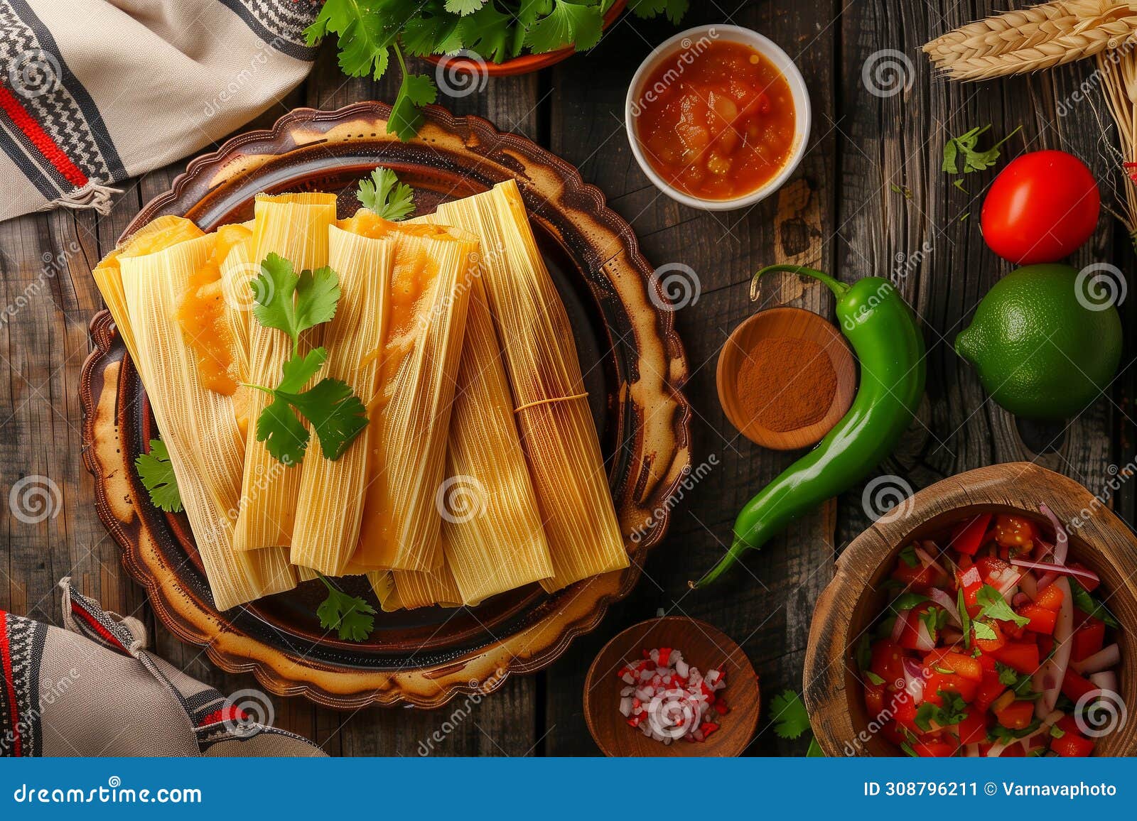 Mexican Food Tamales View Top Stock Image - Image of spicy, chicken ...