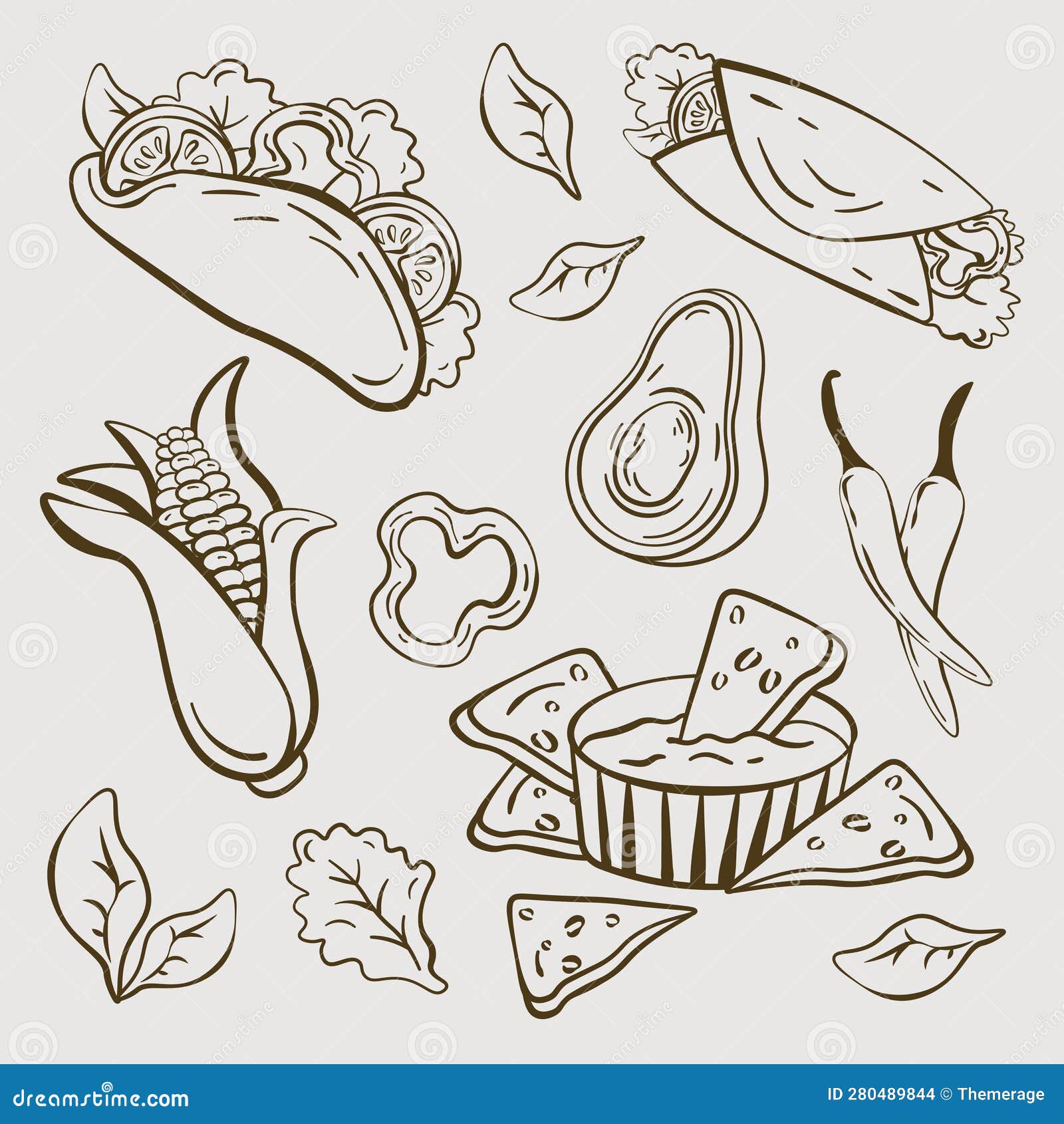 Mexican Food Vector Sketch Hand Drawing in Vector and Illustration ...
