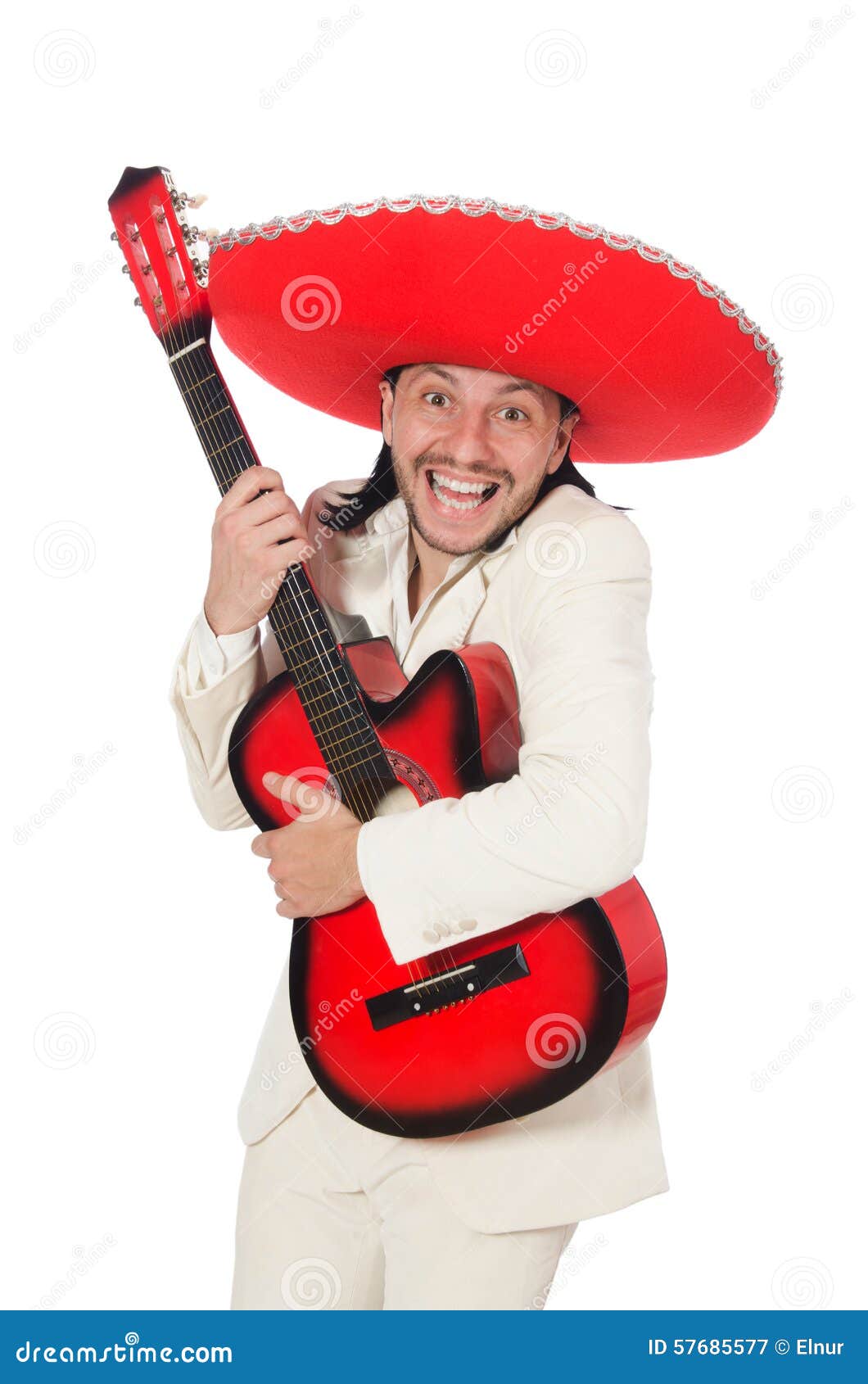 Mexican Guitar Player Isolated on White Stock Image - Image of ...