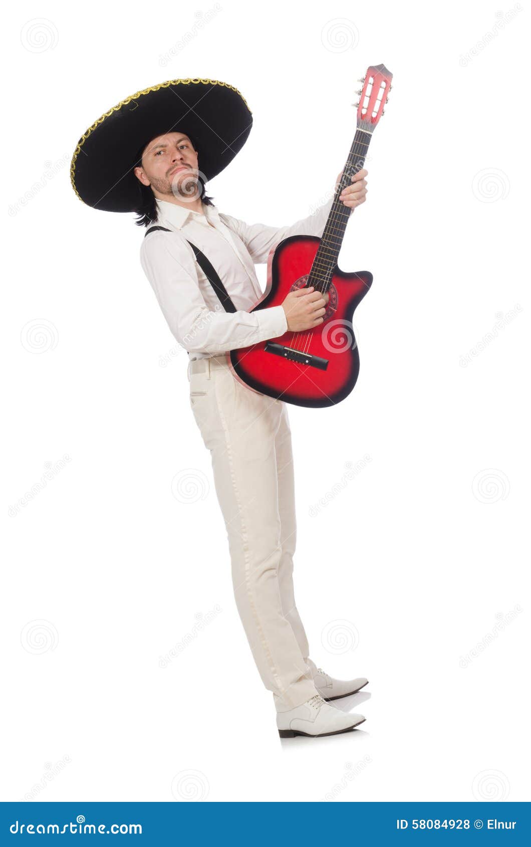 Mexican Guitar Player Isolated on White Stock Photo - Image of isolated ...
