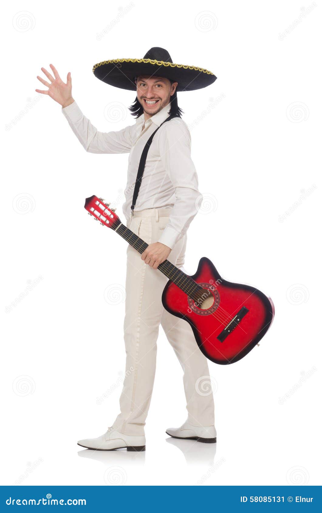 Mexican Guitar Player Isolated on White Stock Image - Image of male ...