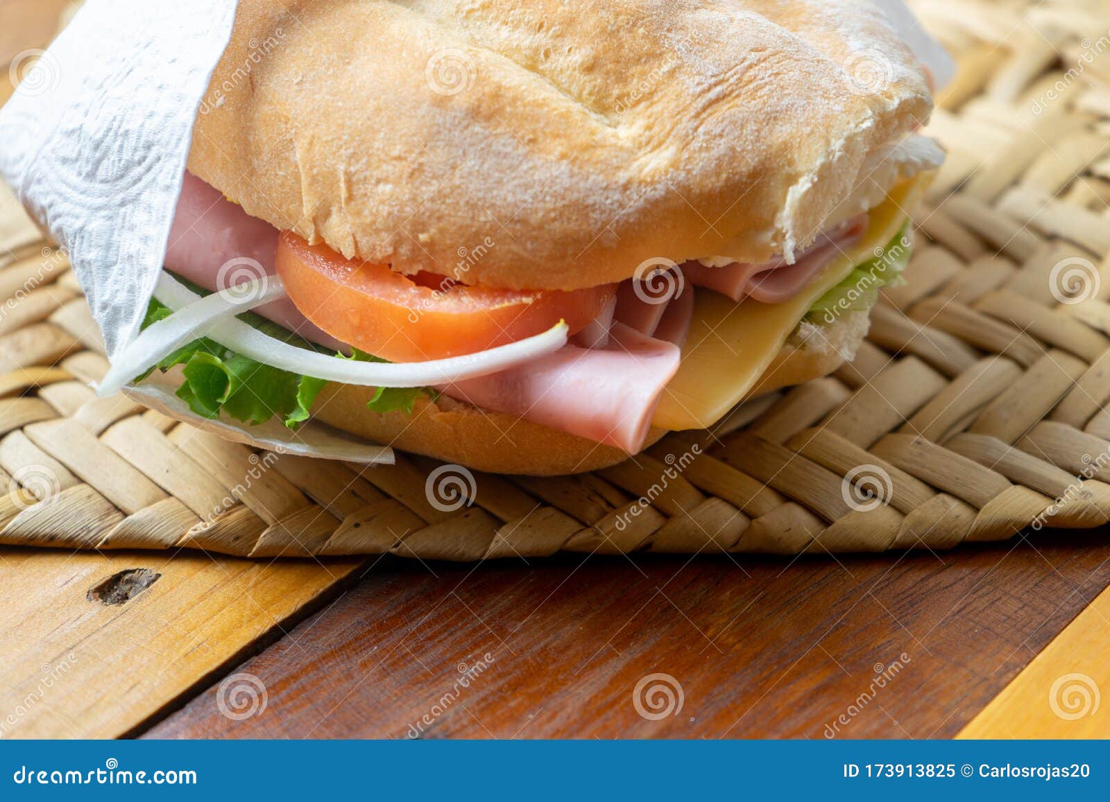 Mexican Ham Sandwich. `Torta` Stock Image - Image of healthy ...