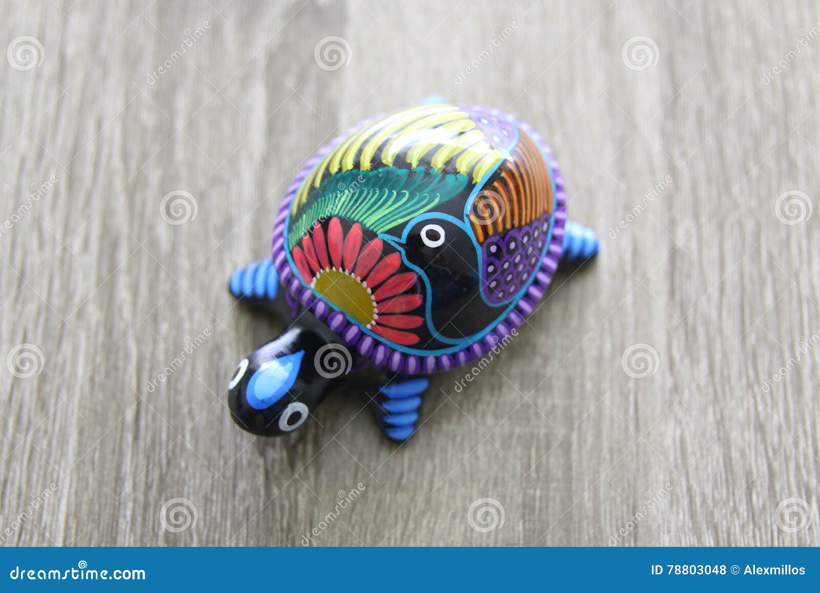 Mexican Handcraft Turtle Over a Wood Stock Photo - Image of animal ...
