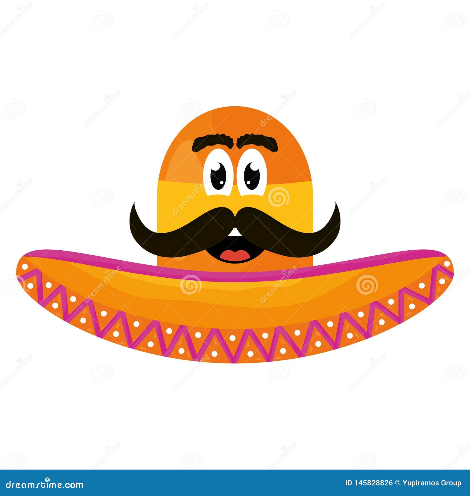 Mexican Hat with Mustache Emoji Character Stock Vector - Illustration ...