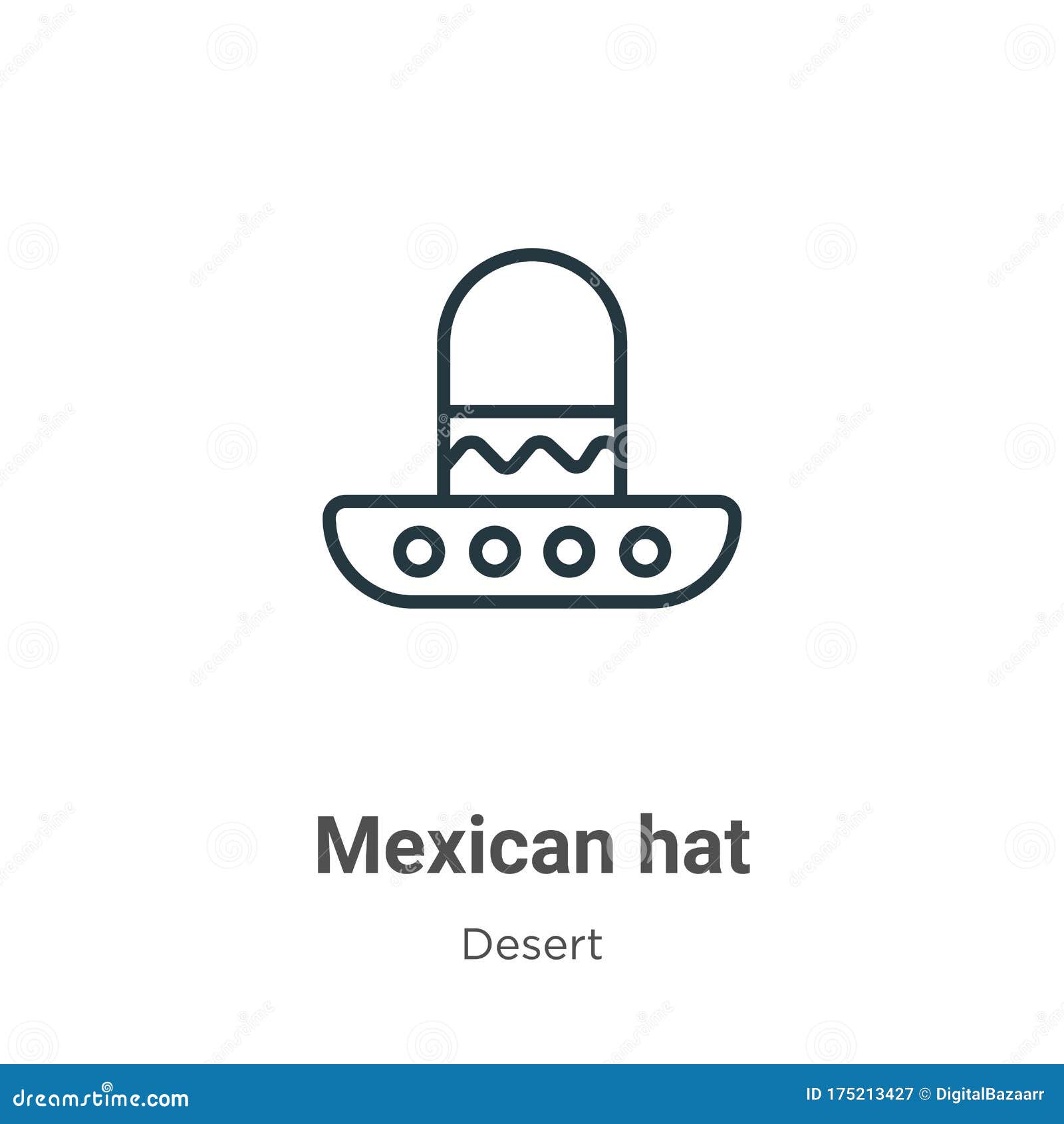 Mexican Hat Outline Vector Icon. Thin Line Black Mexican Hat Icon, Flat ...