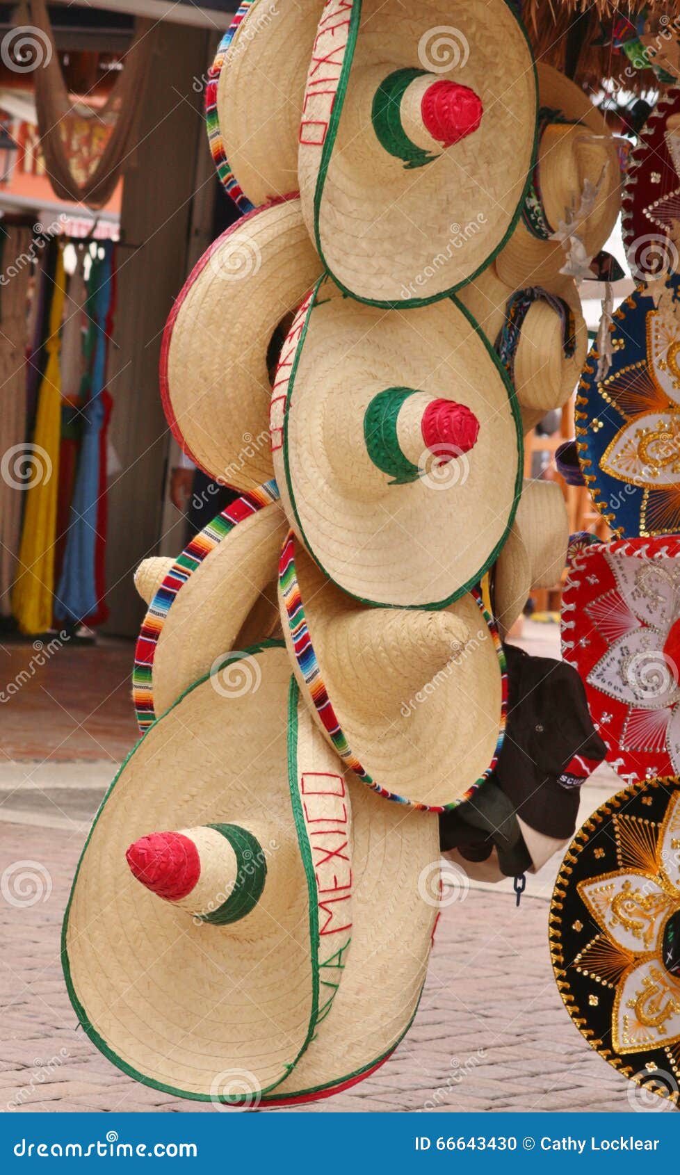 Mexican hats stock photo. Image of mexico, market, accessory - 66643430