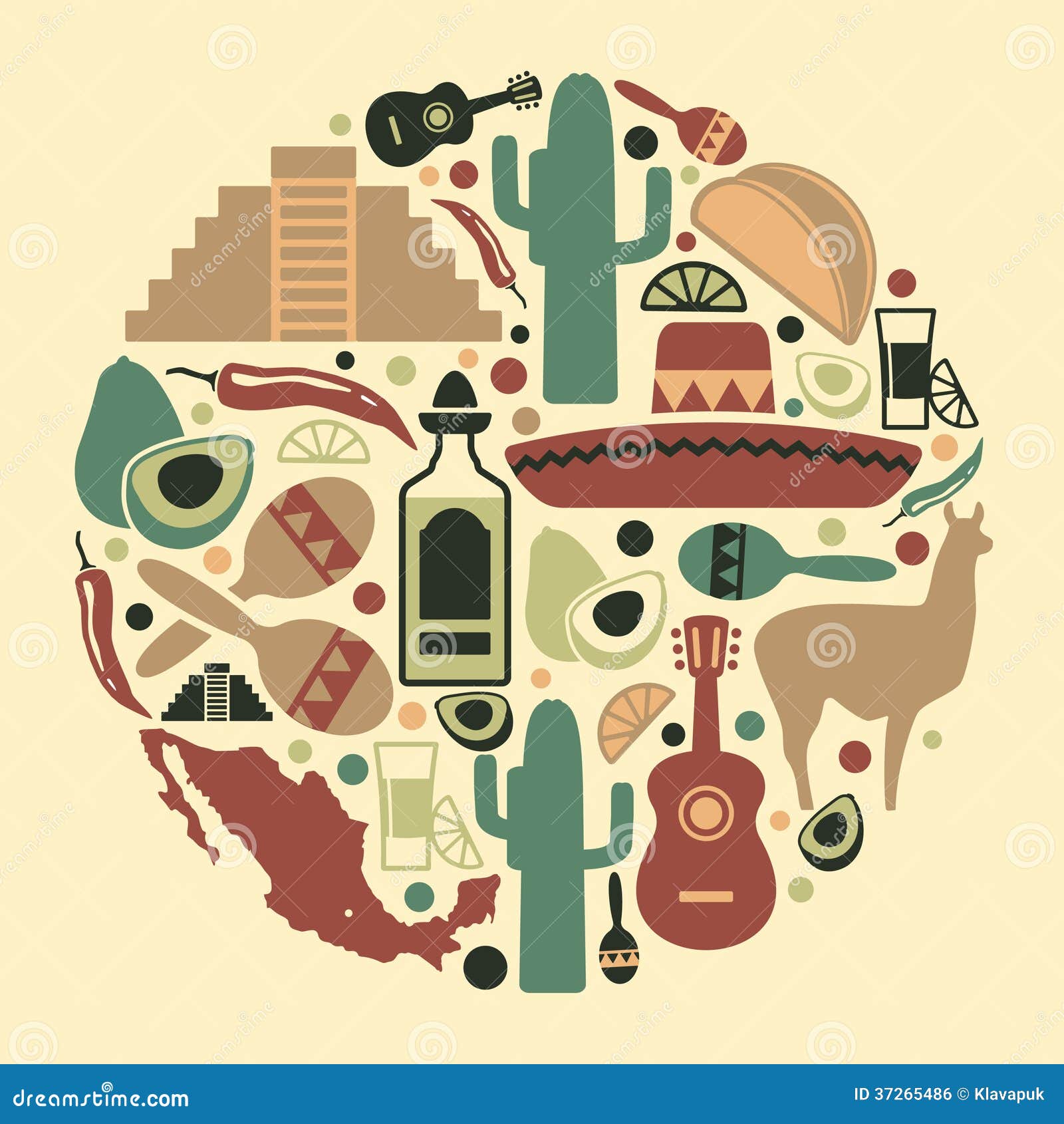 Mexican icon set stock vector. Illustration of culture - 37265486