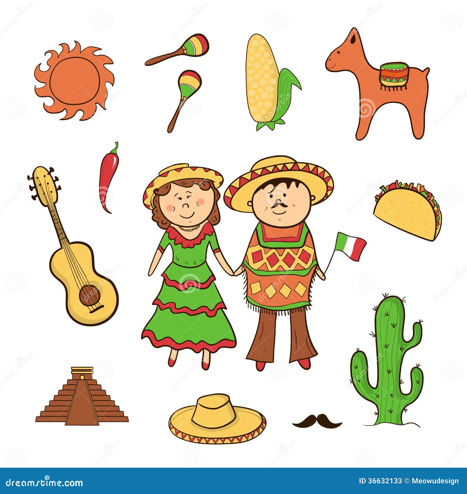 Mexican icon vector set stock vector. Illustration of cactus - 36632133