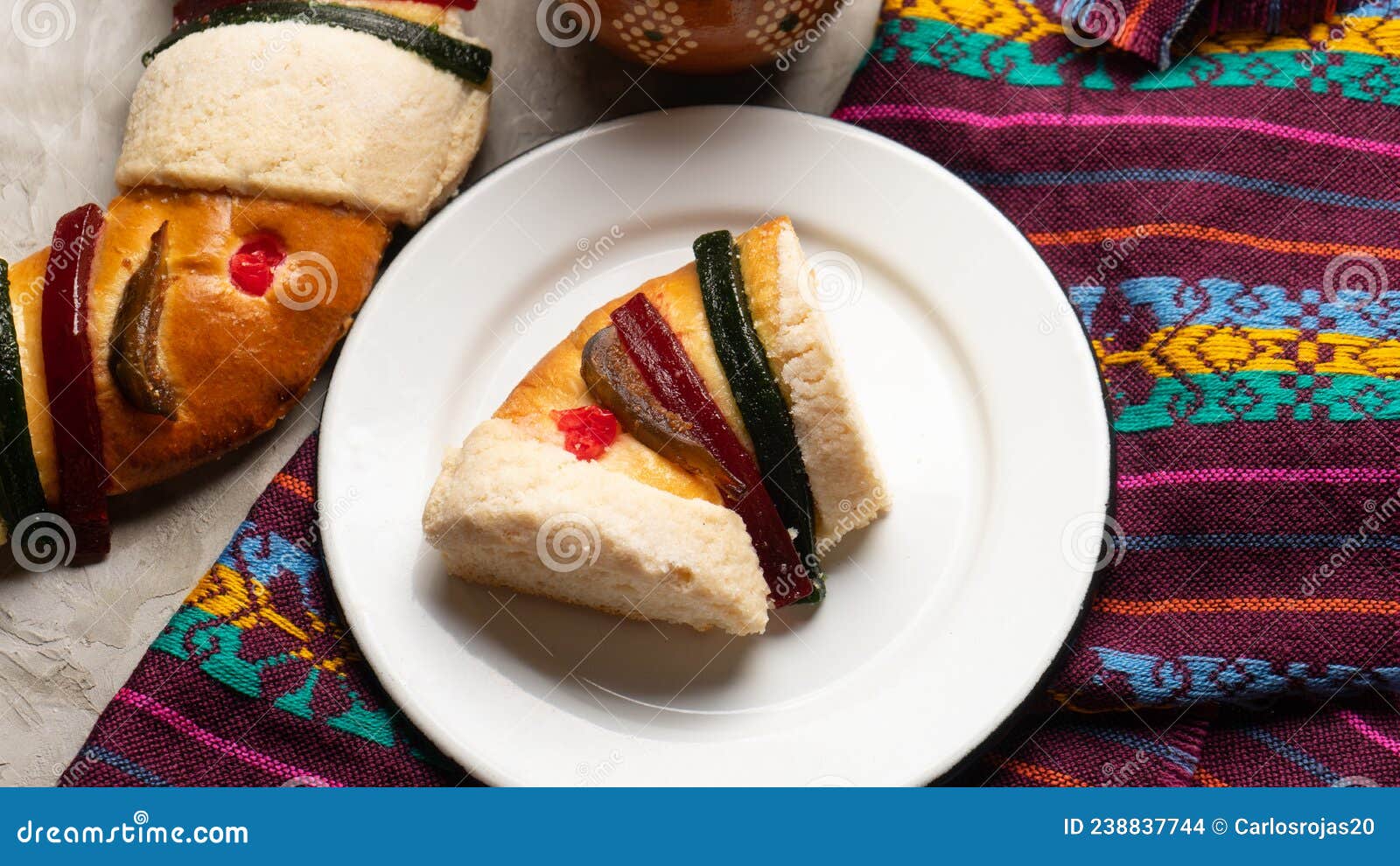 Mexican King Cake Also Called Rosca Stock Photo - Image of dessert ...