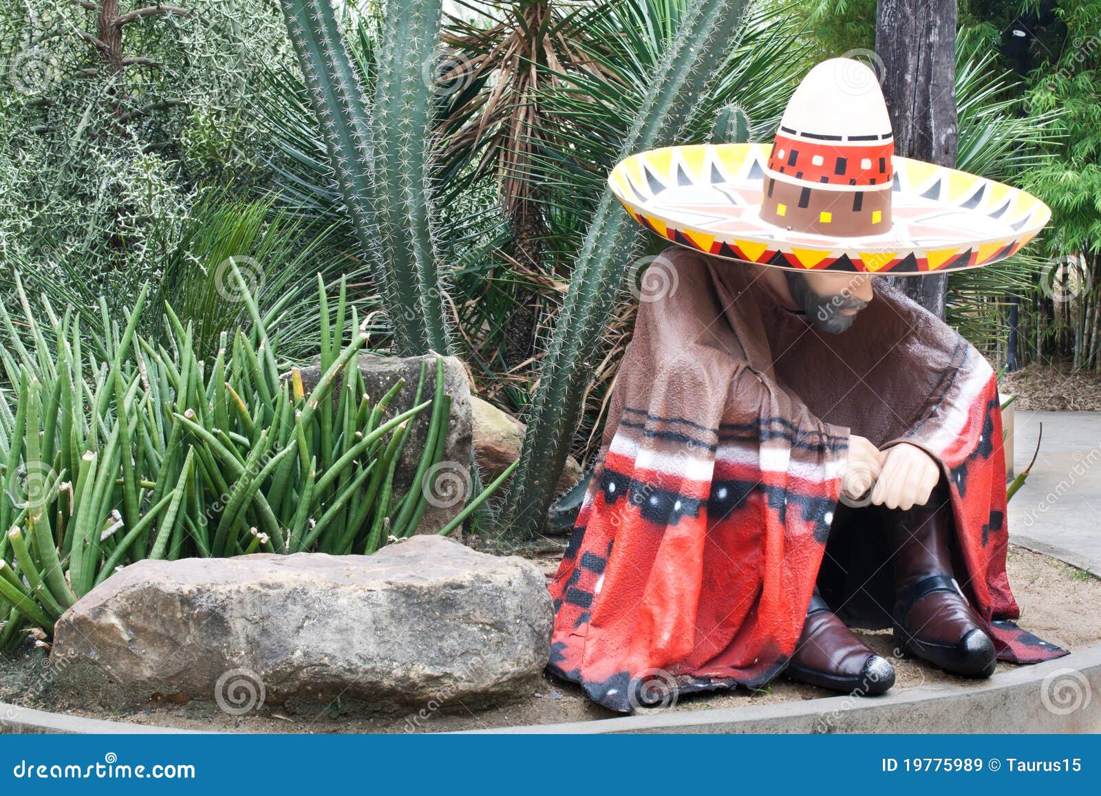 Mexican Man in Cactus Park stock image. Image of sombrero - 19775989
