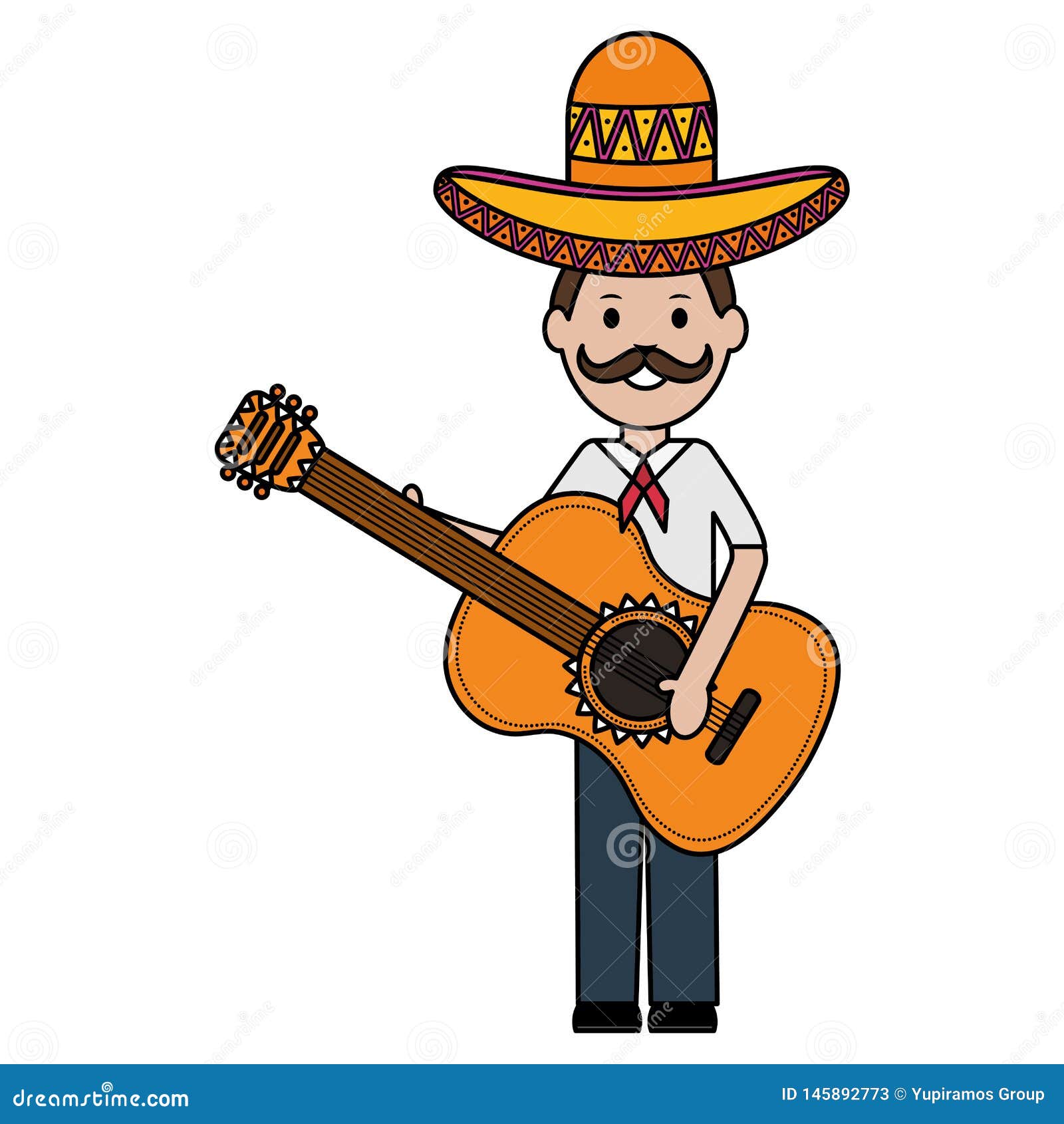 Mexican Man with Guitar Character Stock Vector - Illustration of avatar ...