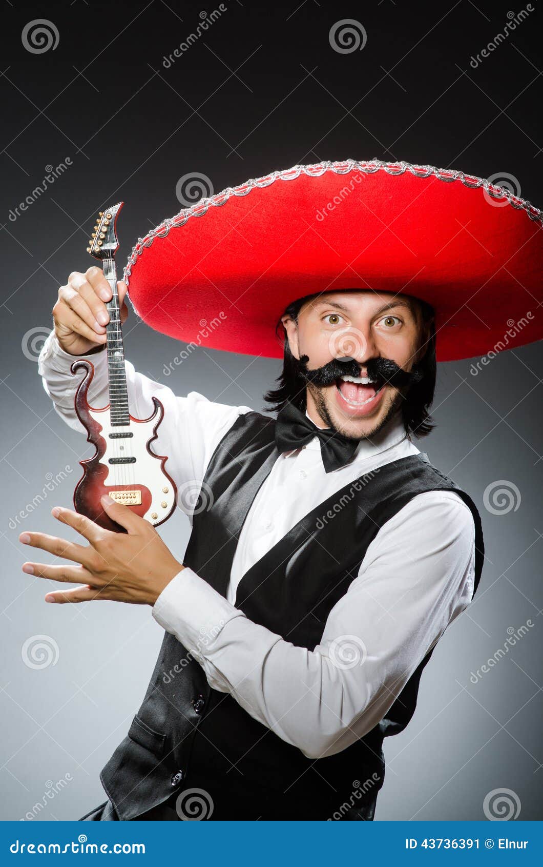 Mexican man with guitar stock image. Image of musical - 43736391