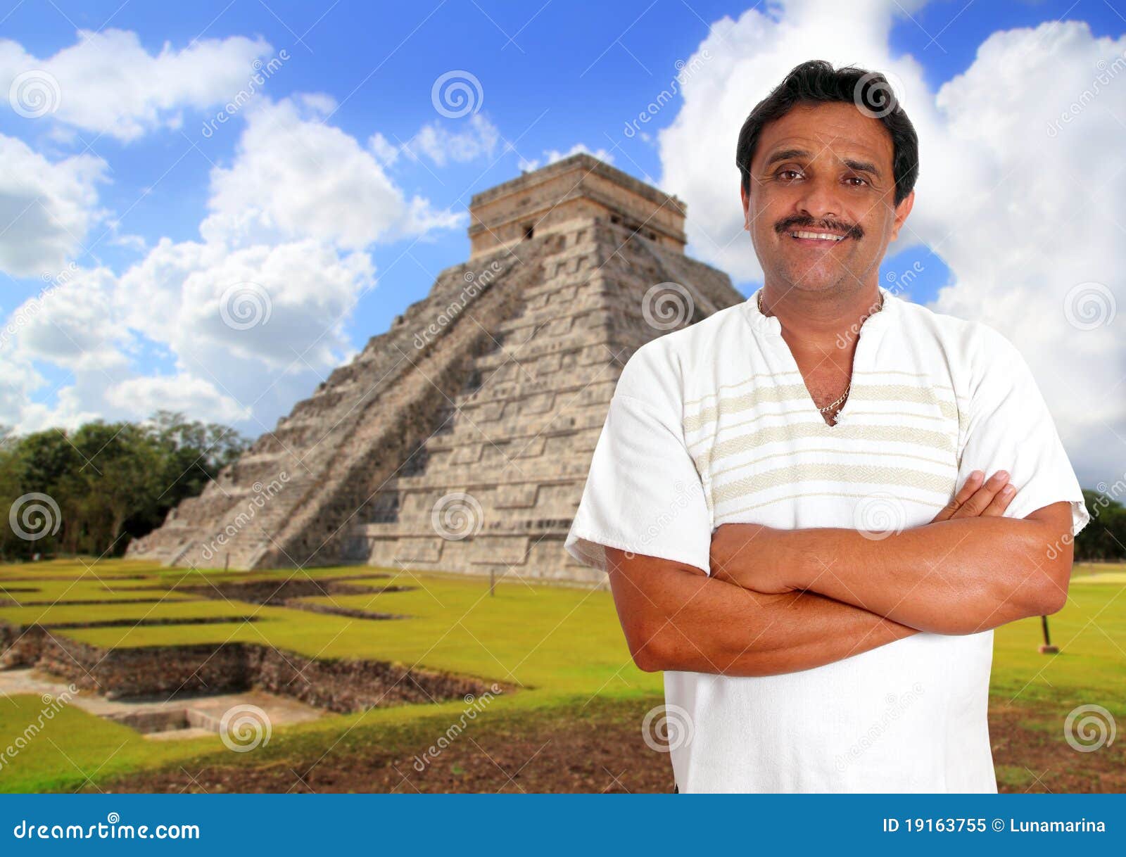 Mexican Man with Mayan Shirt Smiling Stock Image - Image of hispanic ...