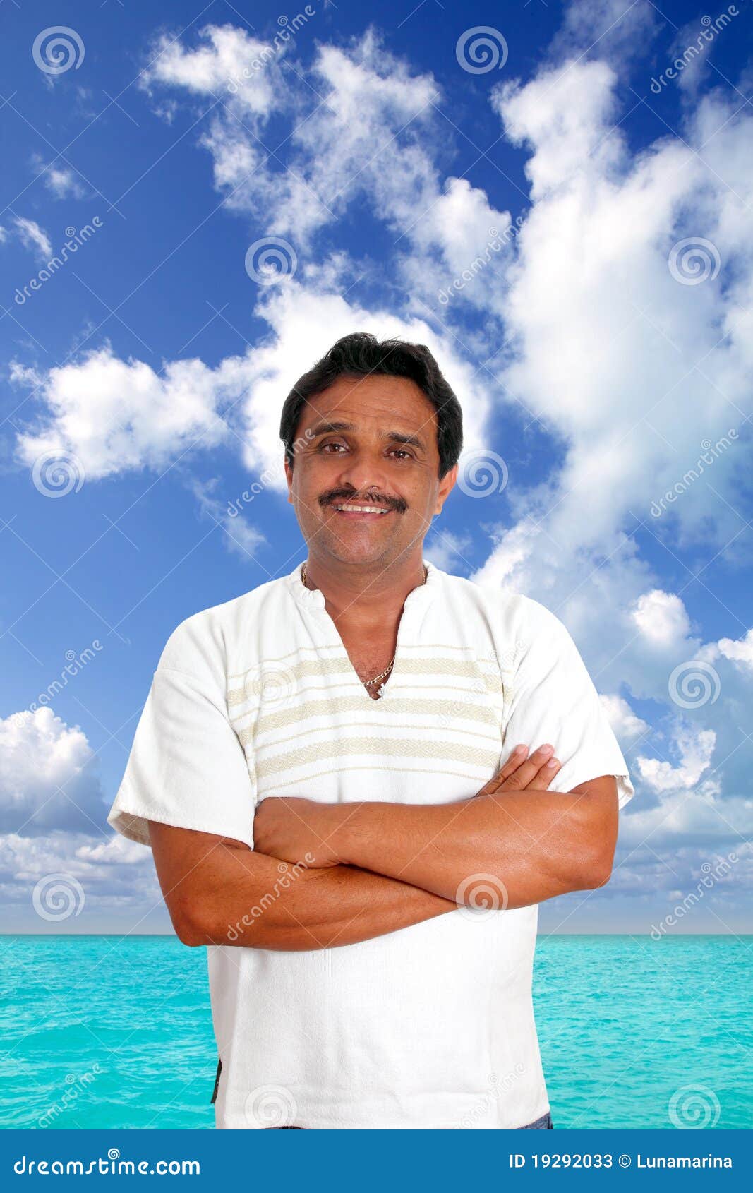 Mexican Man with Mayan Shirt Smiling Stock Image - Image of leader ...